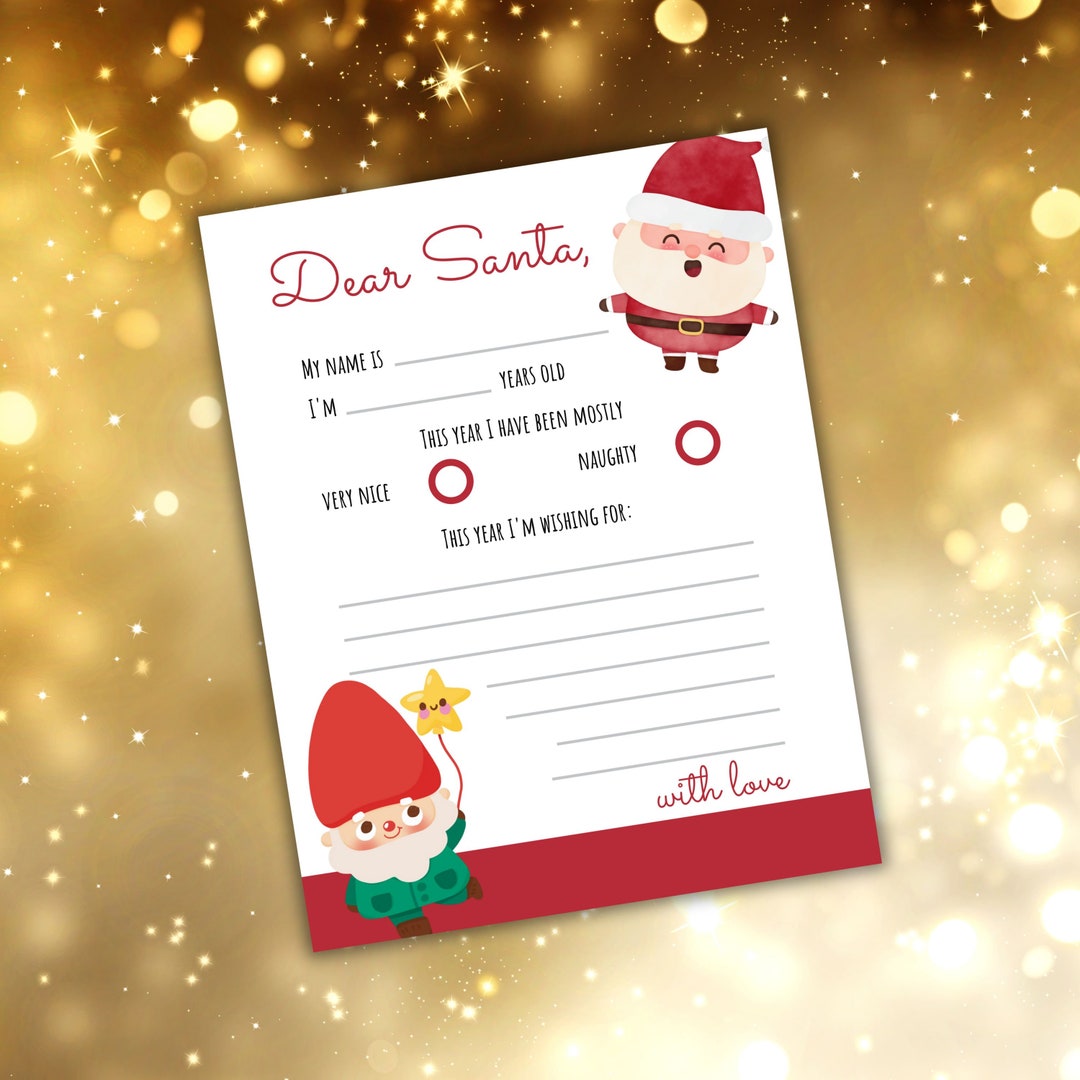 Dear Santa Wishlist Template, Printable Christmas Wishlist, Kids ...