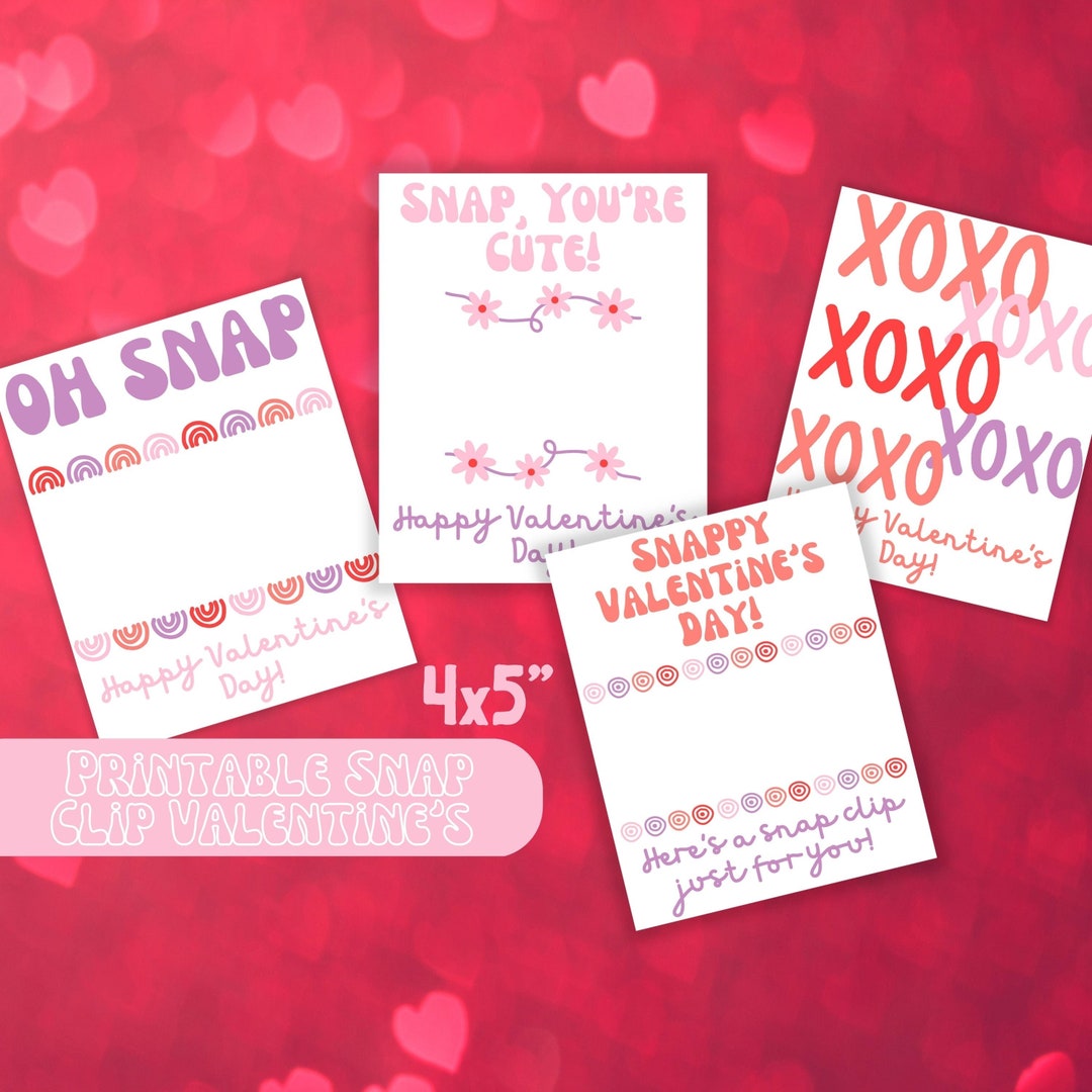 Printable Snap Clip Valentine Card Holder, Snap Clip Valentines Card ...