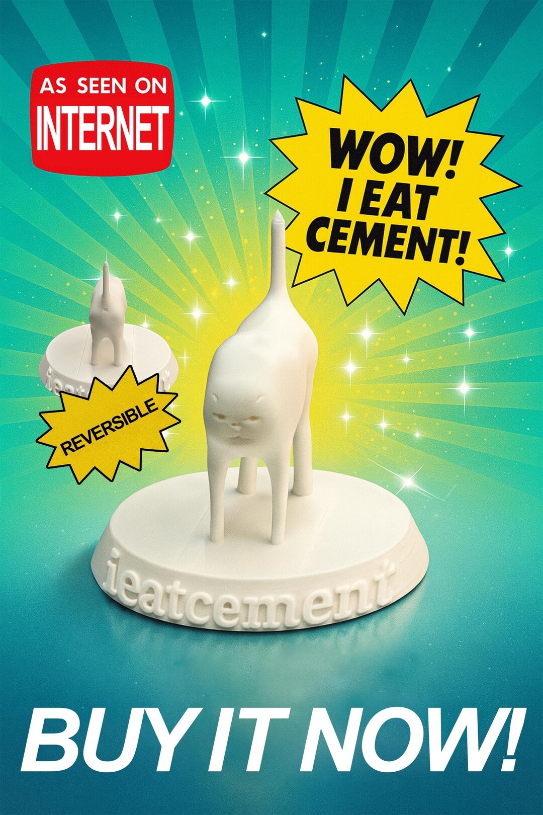 I Eat Cement Cat Meme Statue: Funny Gag Gift, Desk Decor - Etsy