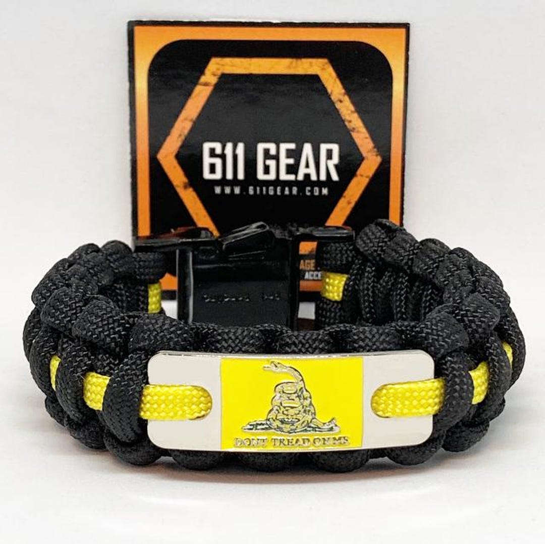 Don't Tread on Me Paracord Bracelet - Black Paracord With a Yellow ...