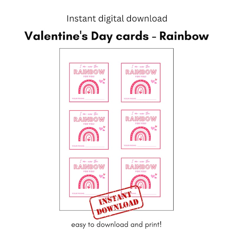 Printable Valentine's Day Cards for Kids - Instant Download - Digital ...
