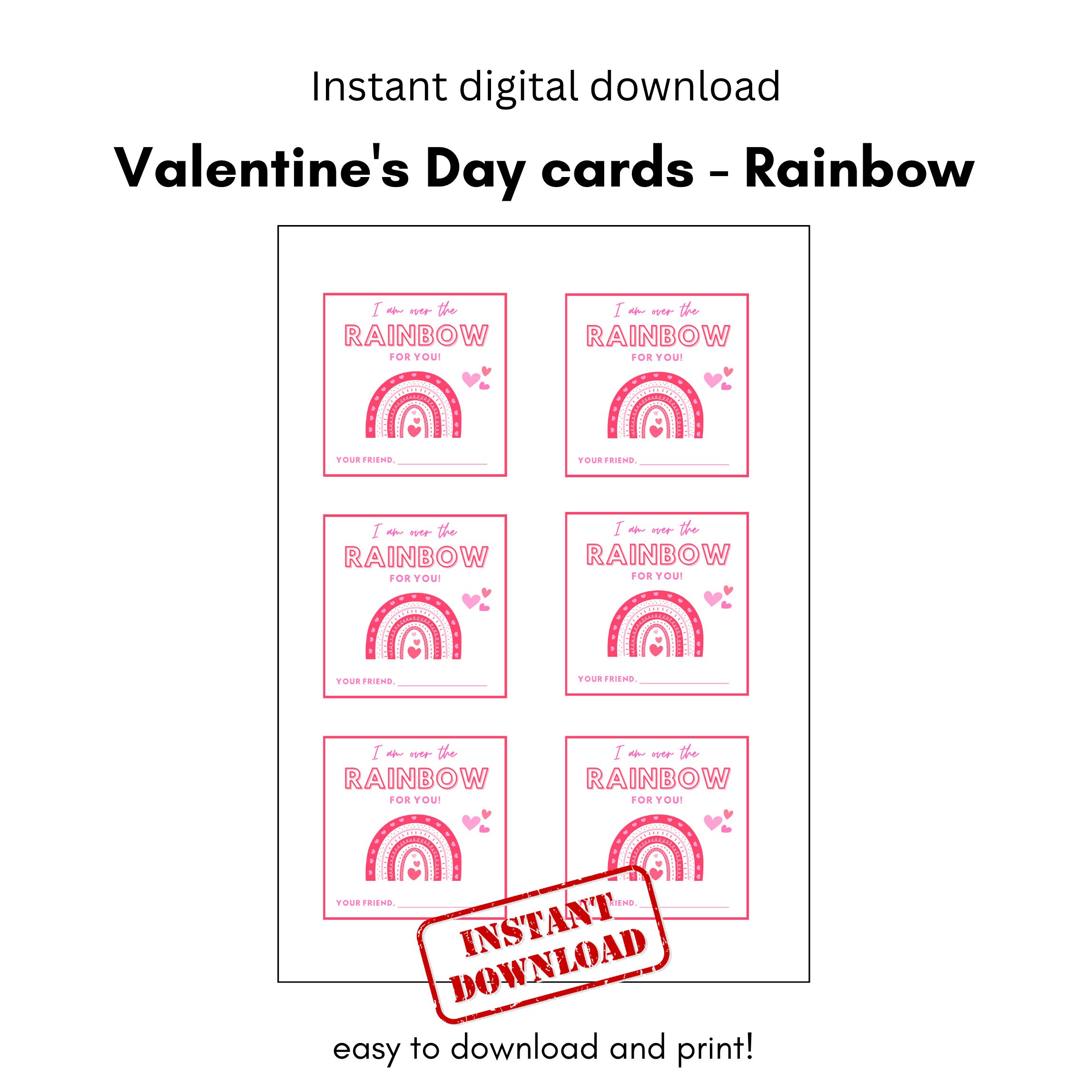 Printable Valentine's Day Cards for Kids - Instant Download - Digital ...