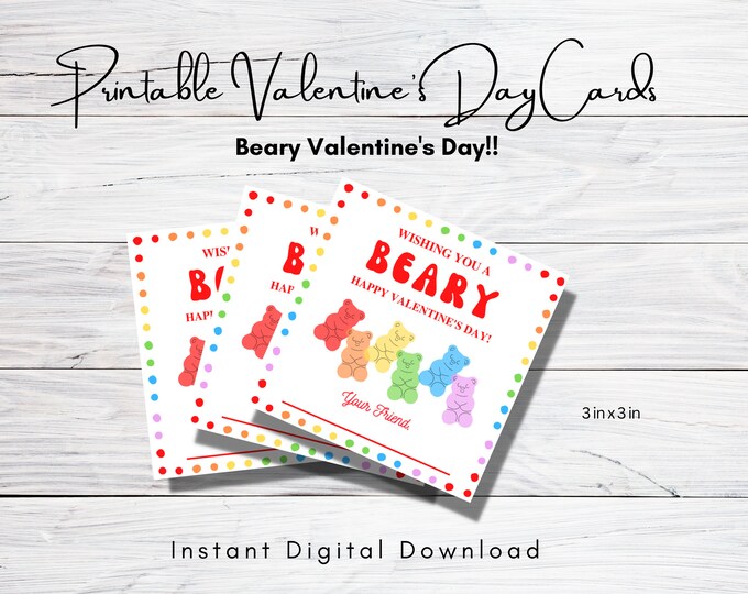 Printable Valentine's Day Cards for Kids - Instant Download - Digital ...