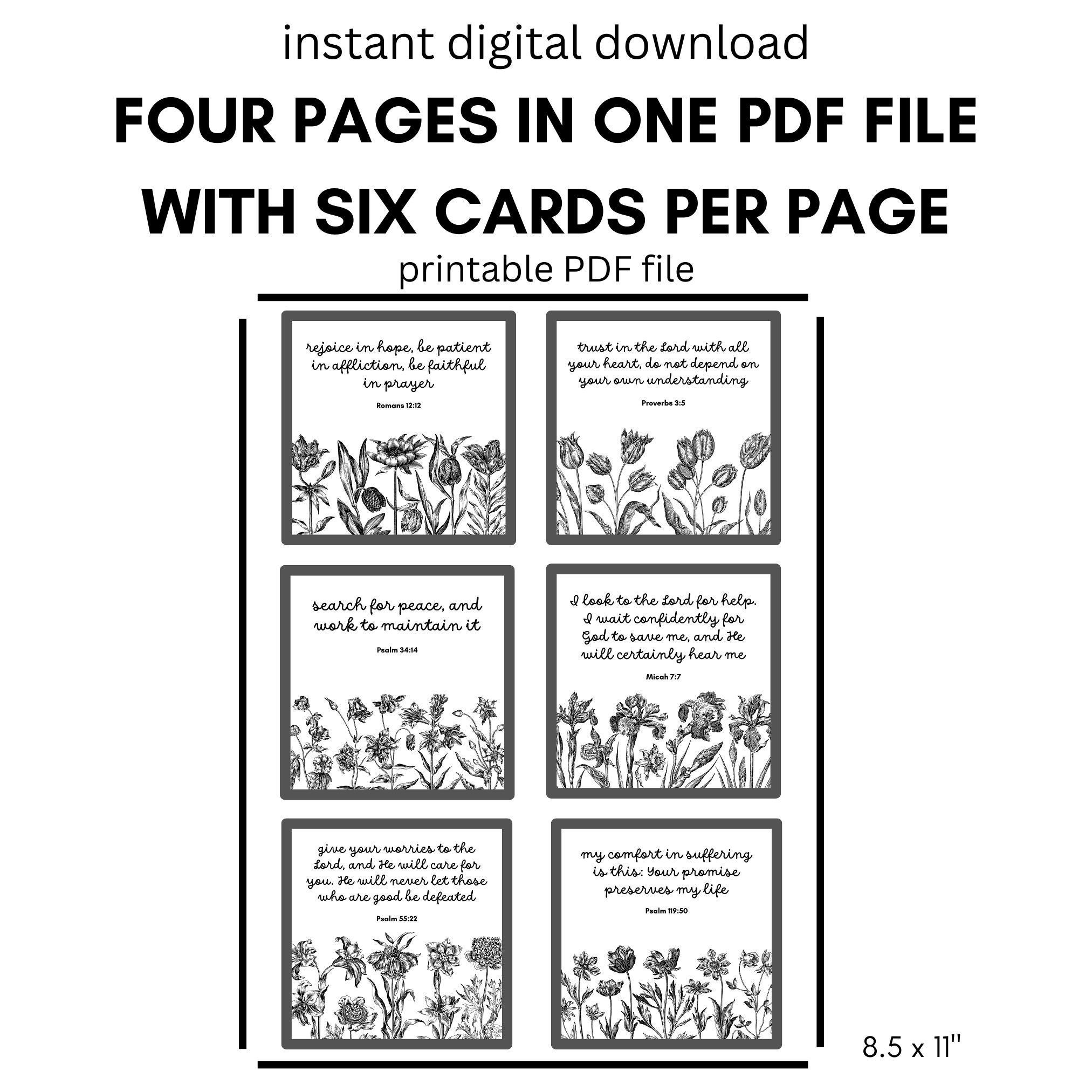 24 Encouraging Verse Cards, Printable, Scripture Cards, Bible Memory ...