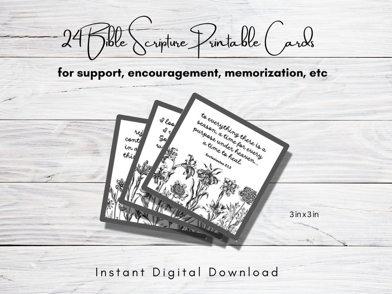 24 Encouraging Verse Cards, Printable, Scripture Cards, Bible Memory ...