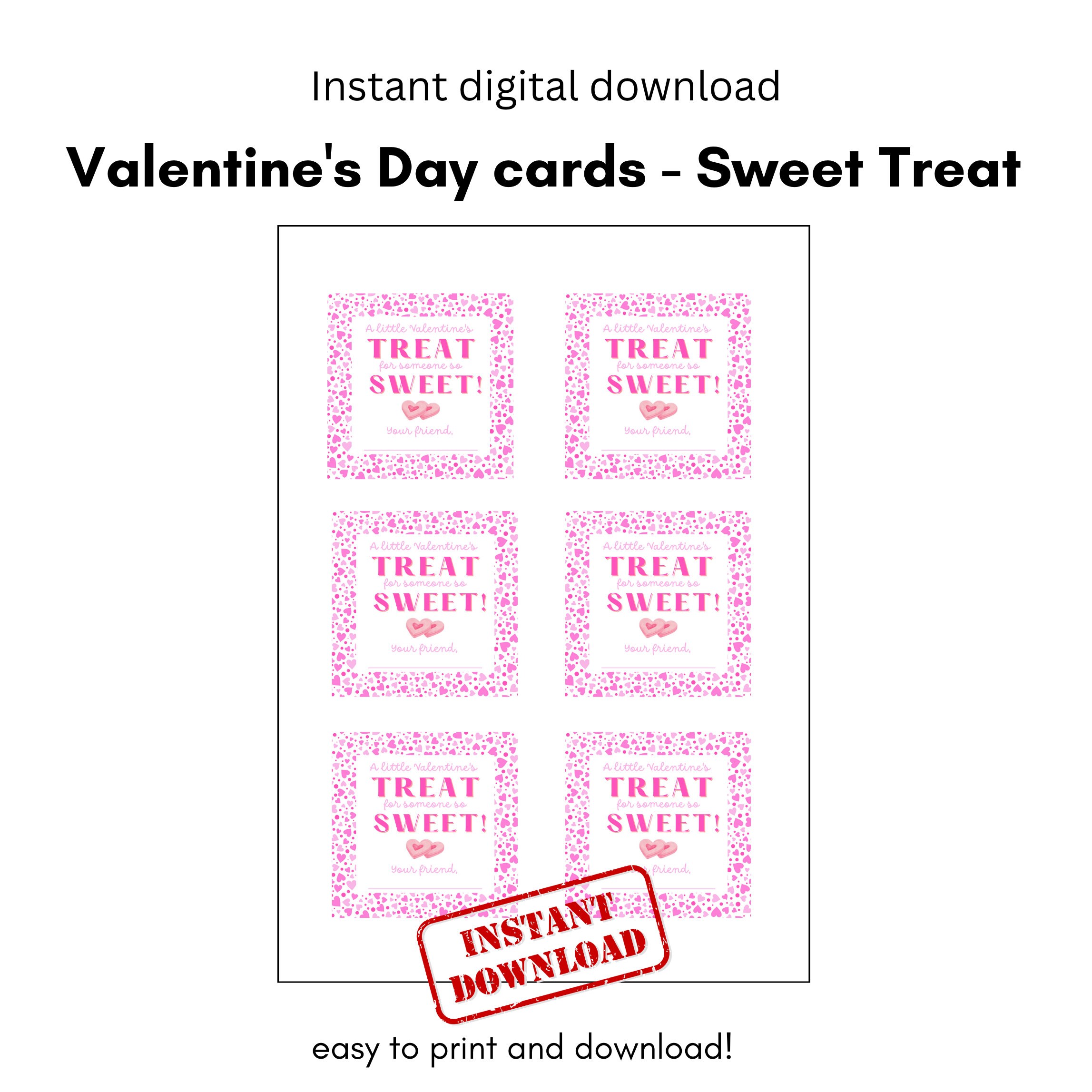 Printable Valentine's Day Cards - Instant Download - Digital Valentine ...