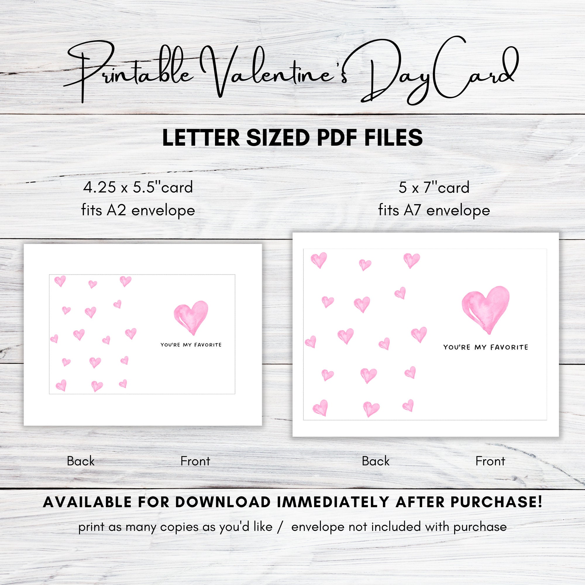 Valentines Day Printable Card Listing Instant Download Digital ...