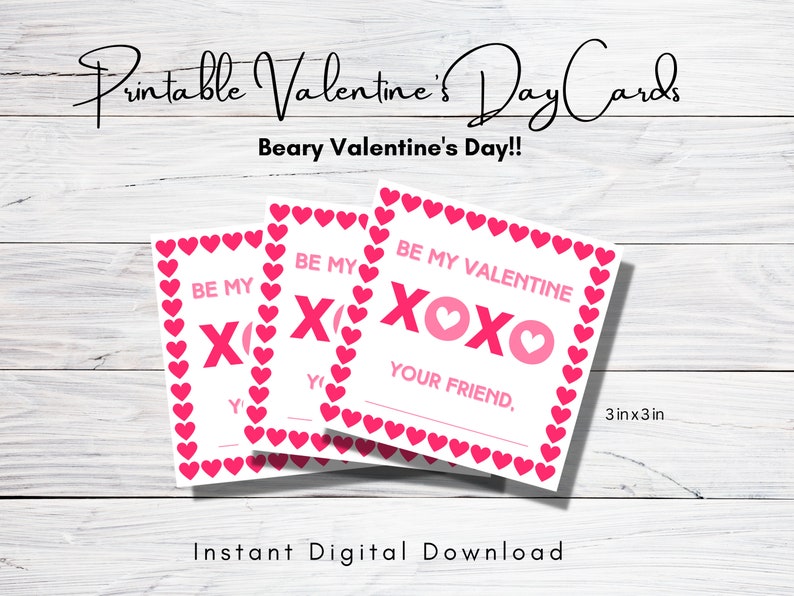 Printable Valentine's Day Cards for Kids - Instant Download - Digital ...