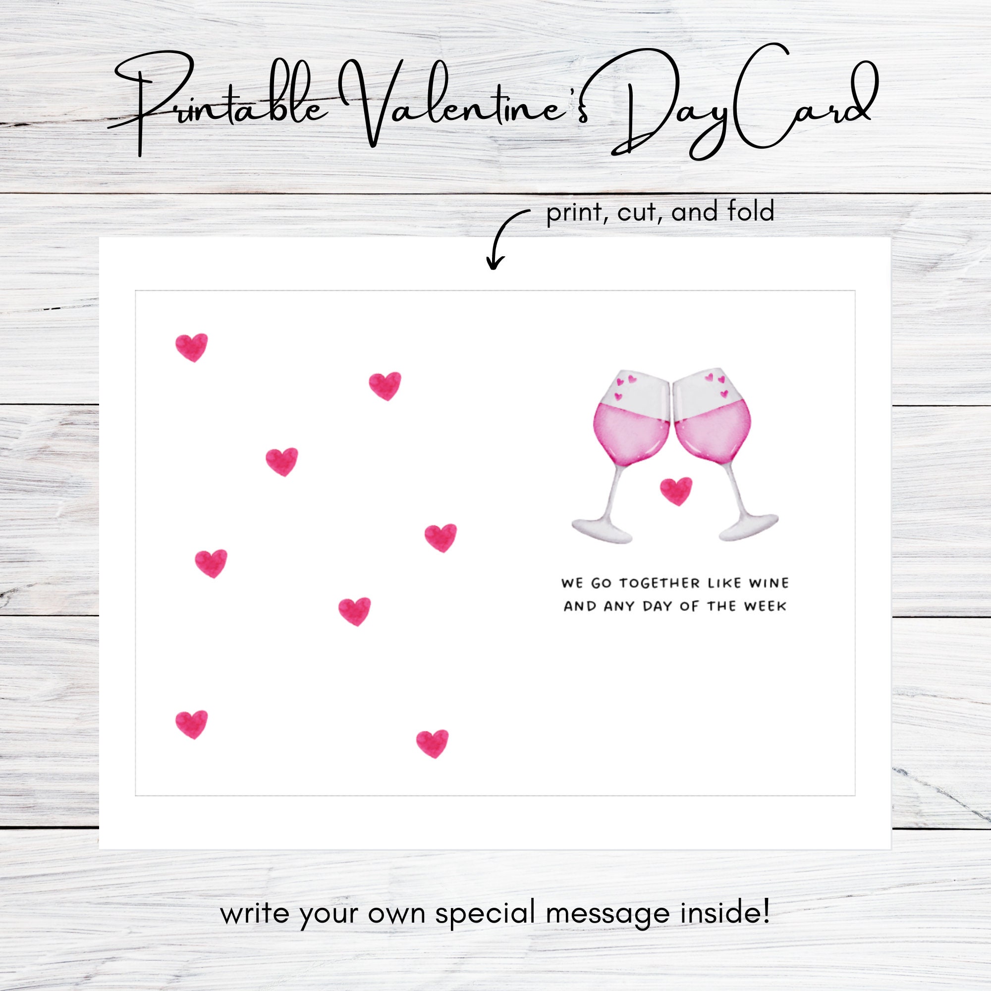 Valentines Day Printable Card Listing Instant Download Digital ...