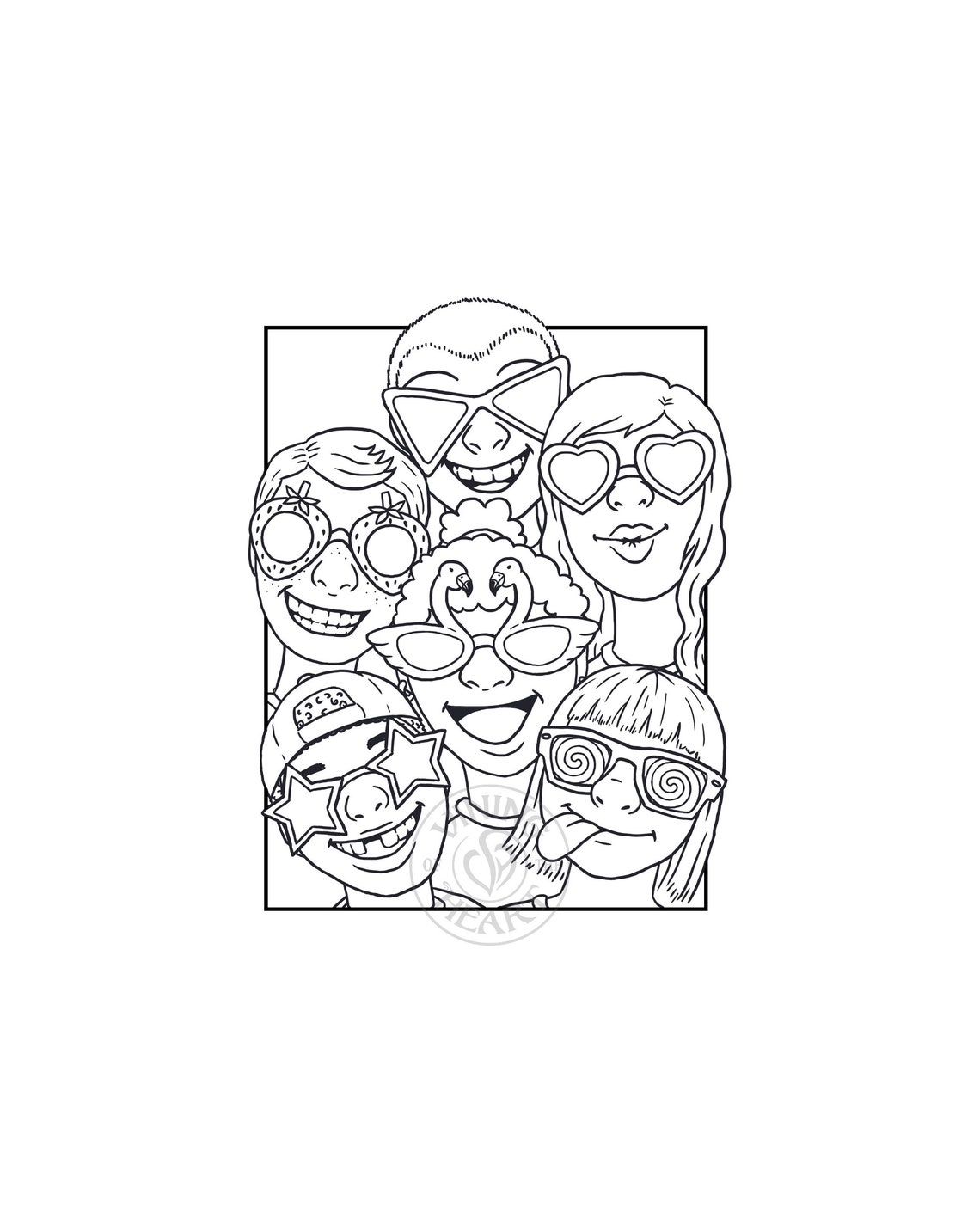 Cool Kids Group Portrait Coloring Page (PDF, PNG) - Etsy