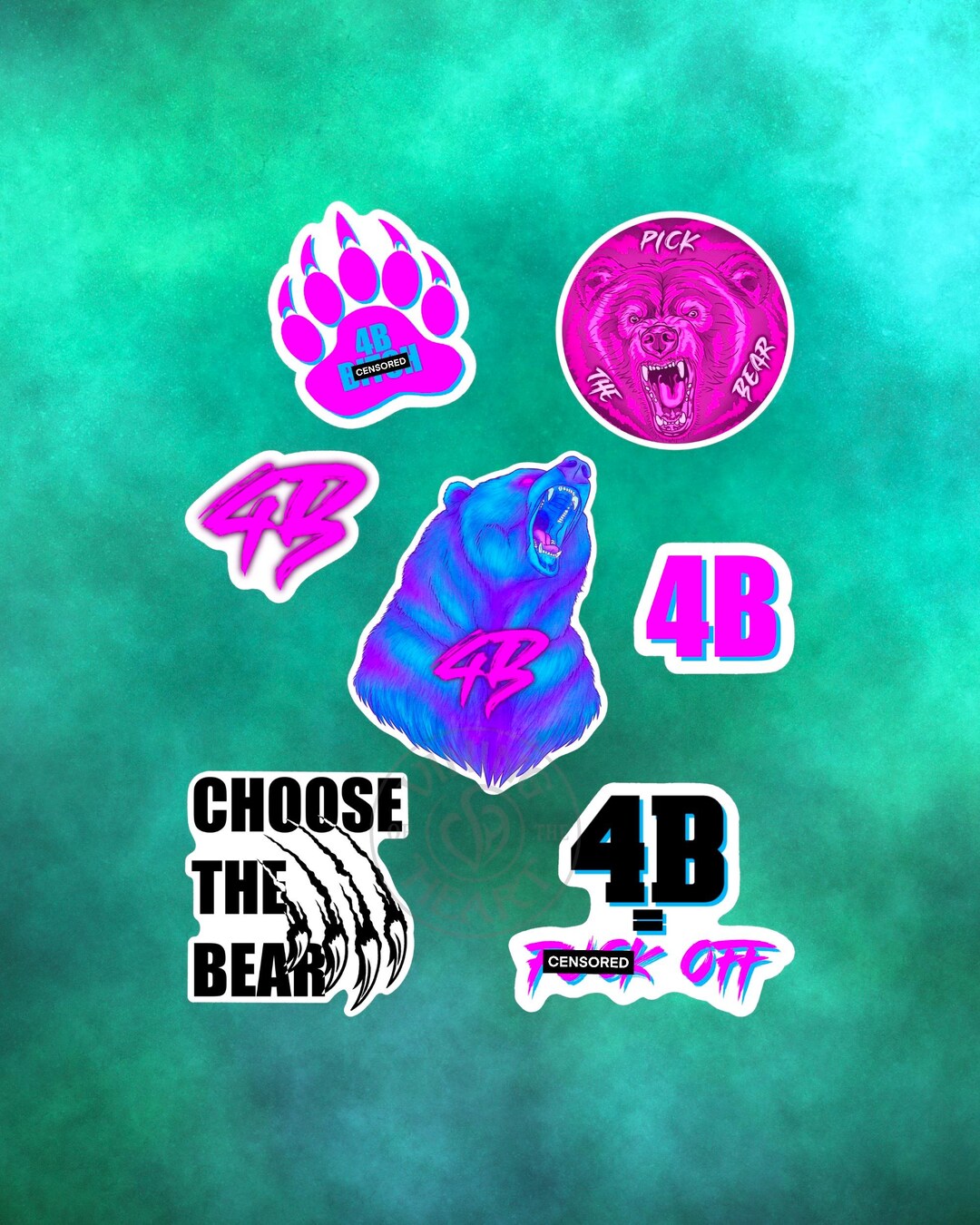 4B Digital Art Print Download Bundle, PNG, PDF, Sticker, Decal ...
