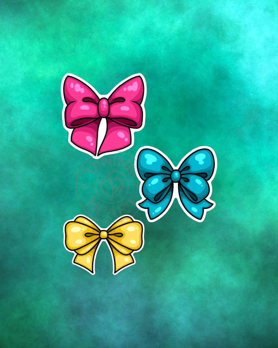 Cute Bows Clipart Bundle, Pink, Blue, Yellow (PNG, PDF) - Etsy