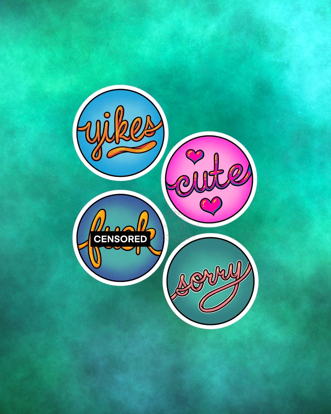 Circle Word Art Bundle Digital Art Download, PNG, PDF, Yikes, Cute ...