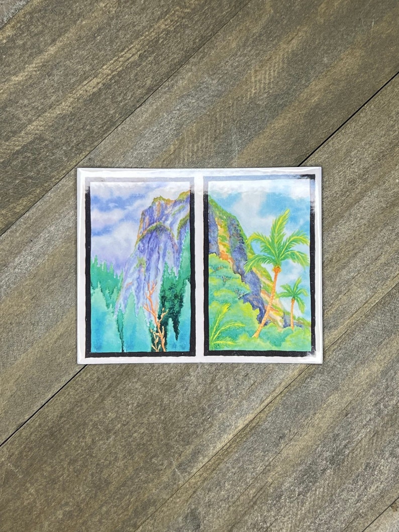 Paradise Sticker 3 Inch, Mountains, Trees, Window, Beach, Vinyl Sticker ...