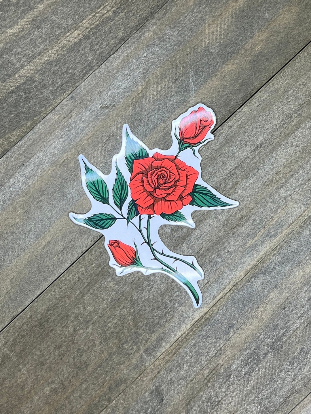 Red Rose Sticker 3 - Etsy