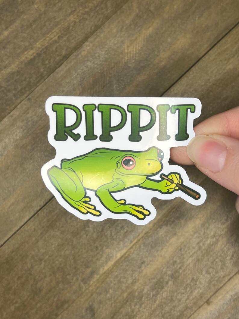 Rippit Frog Sticker, Cute Weed Frog Vinyl Sticker 3 Inch, Funny 420 ...