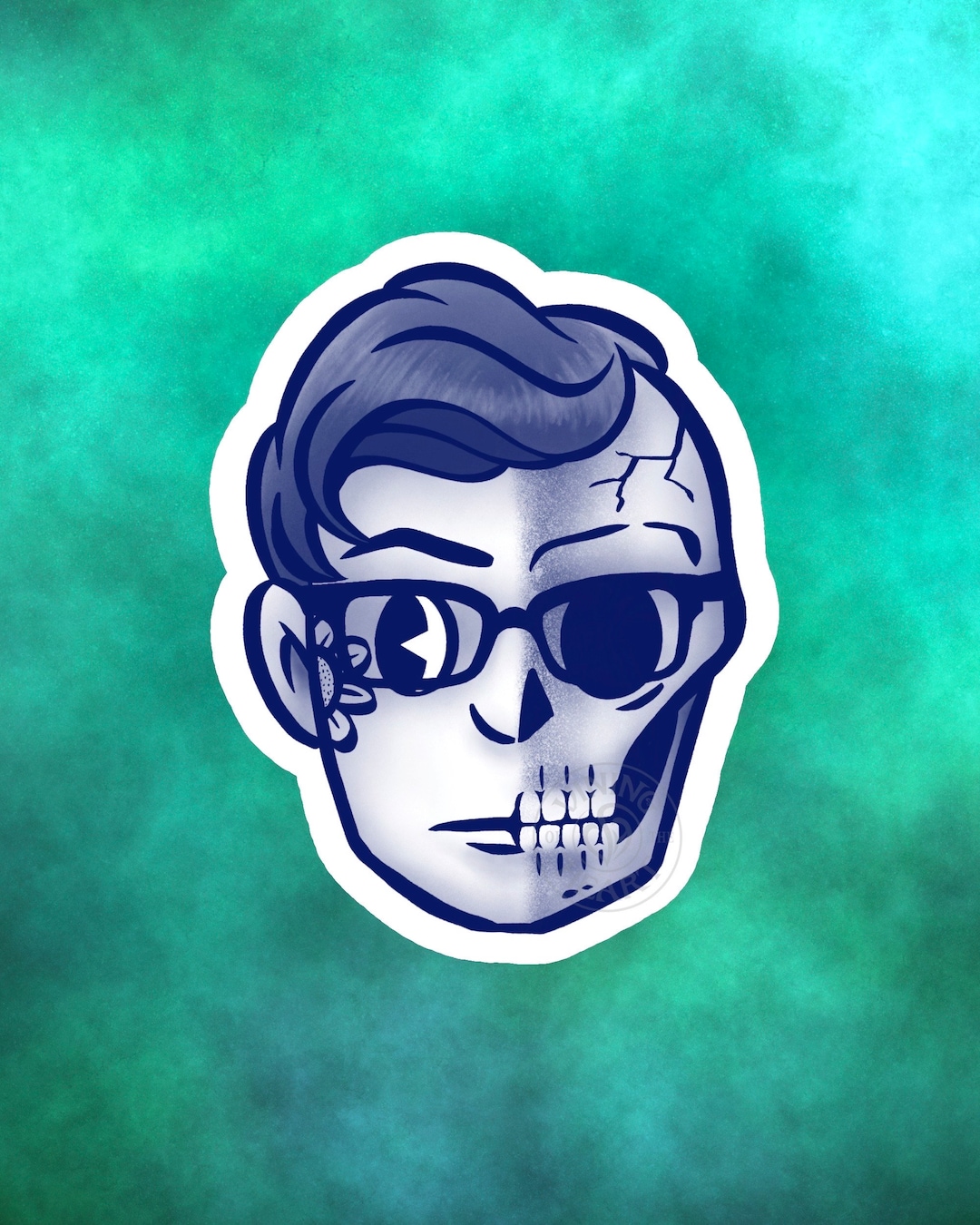 Skull Face Digital Art Download, PNG, PDF, Blue Skull, Man, Tattoos - Etsy