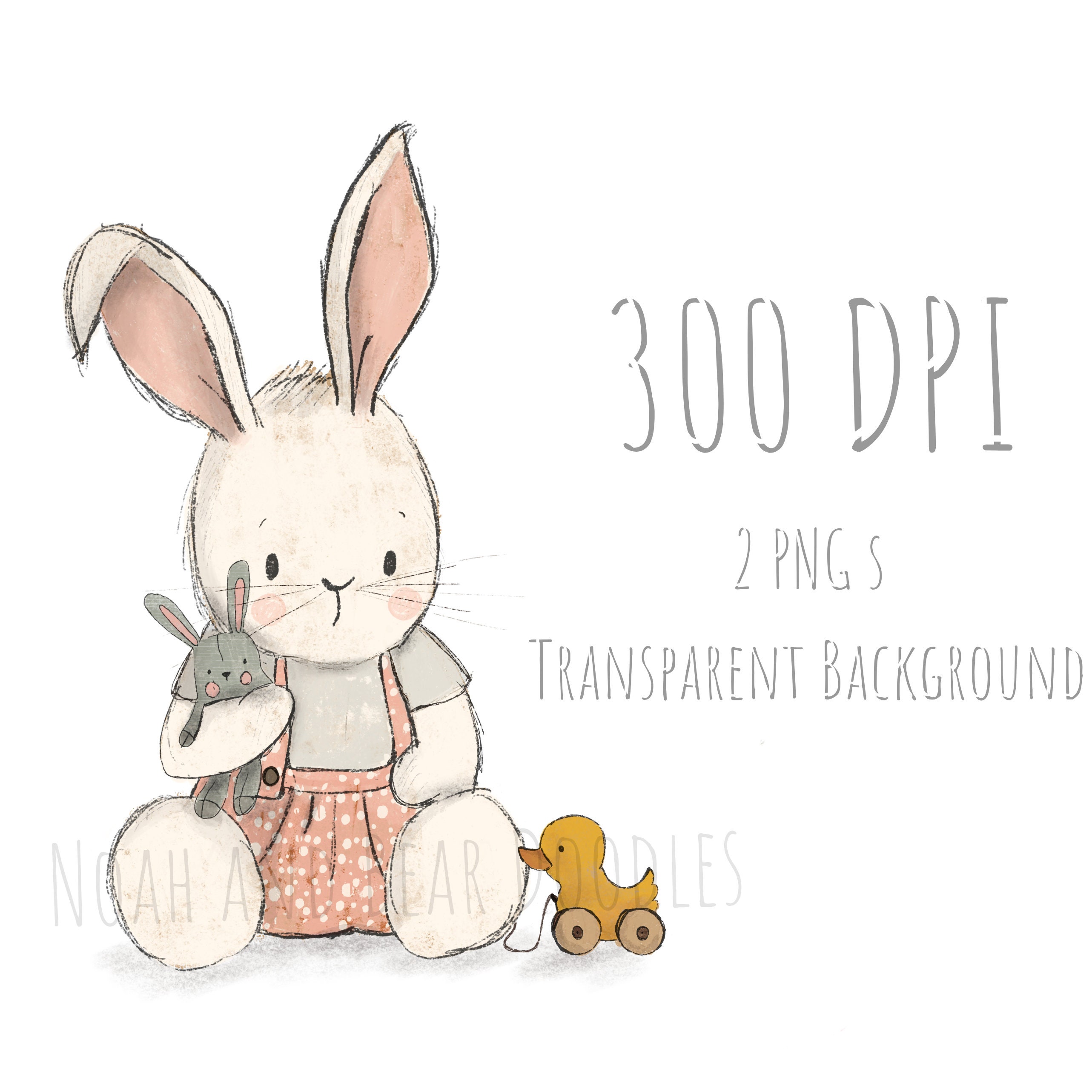 Cute Bunny Easter Rabbit Clipart PNG Transparent Background - Etsy