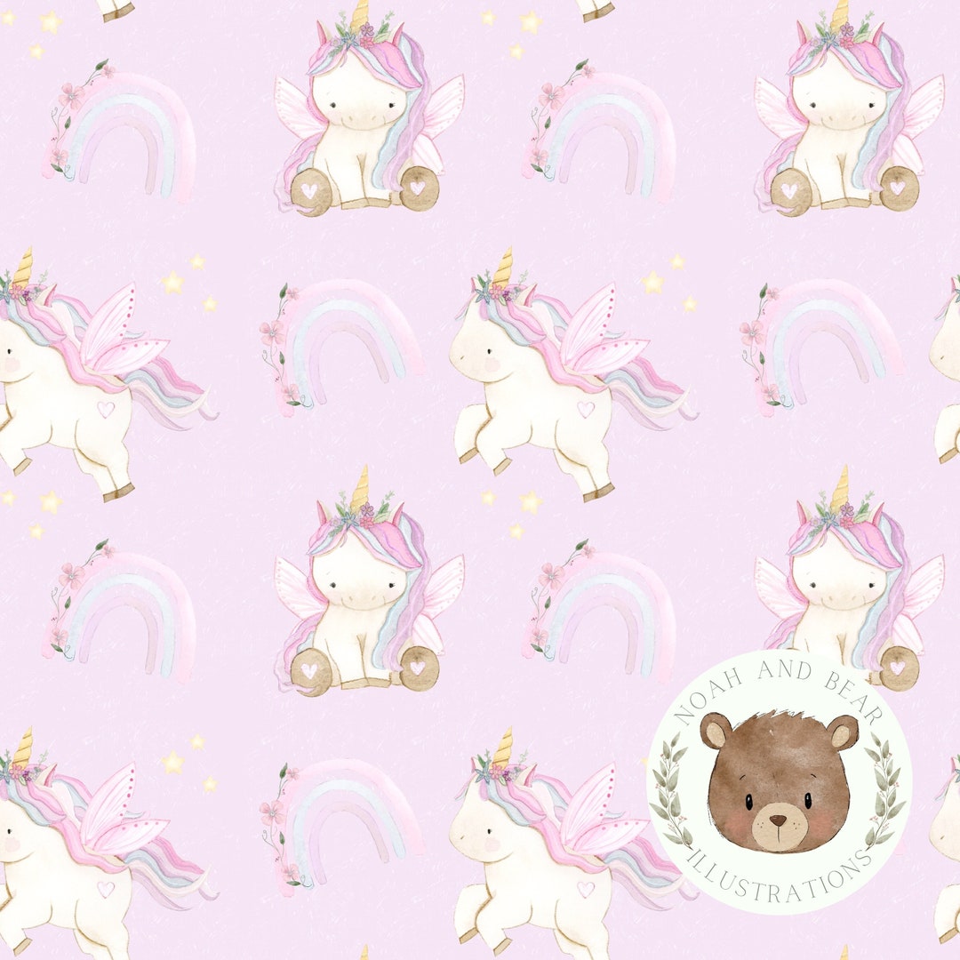 Unicorn Fairy Rainbow Seamless Pattern Digital Paper, Unicorn Repeat ...