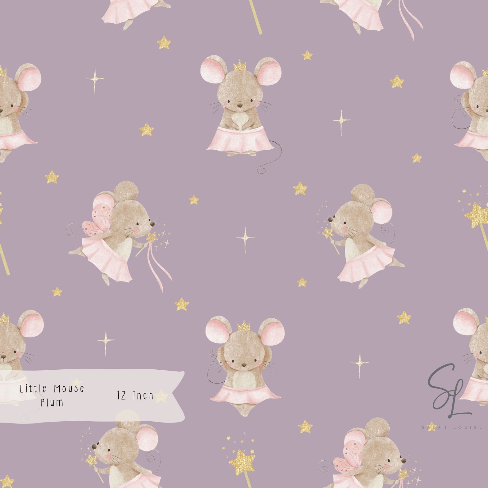 Cute Watercolor Ballerina Mouse Surface Seamless Repeating Pattern ...