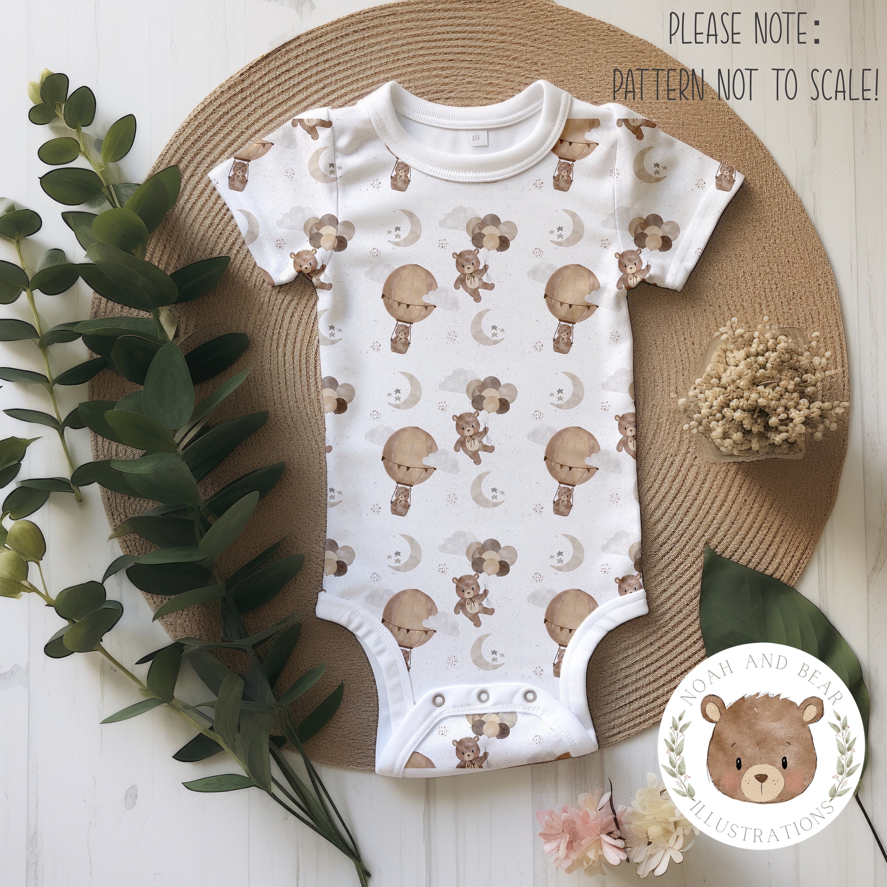 Teddy Bear Seamless Pattern Digital Paper, Boho Teddy Repeat Pattern ...