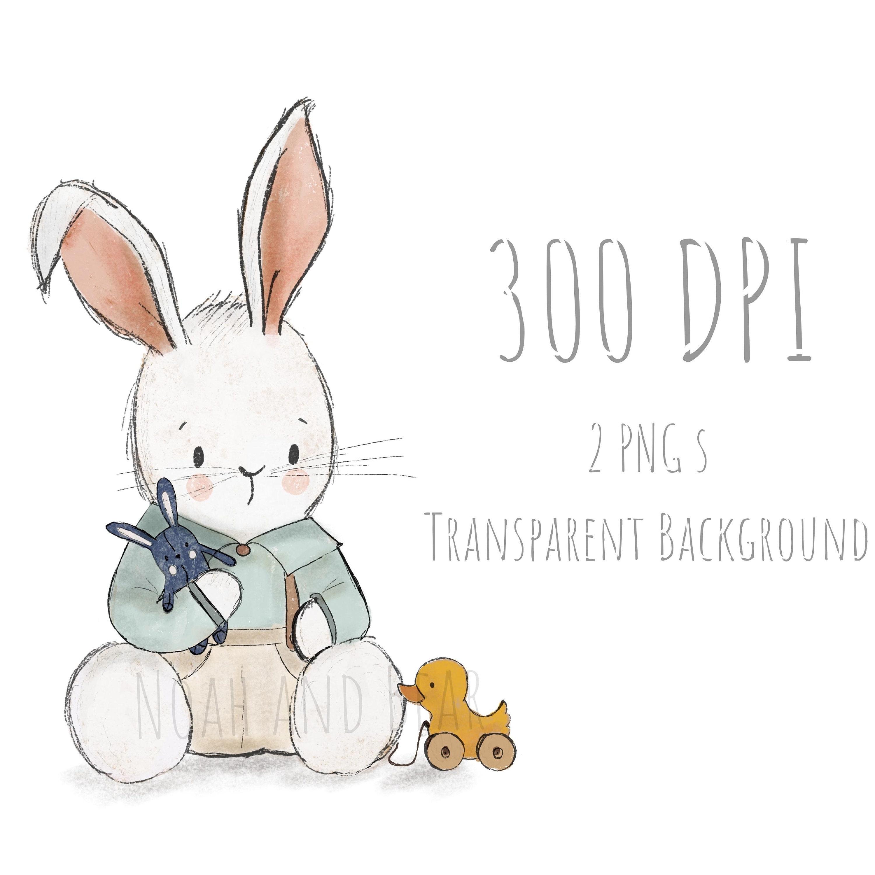 Cute Bunny Easter Rabbit Clipart PNG Transparent Background - Etsy