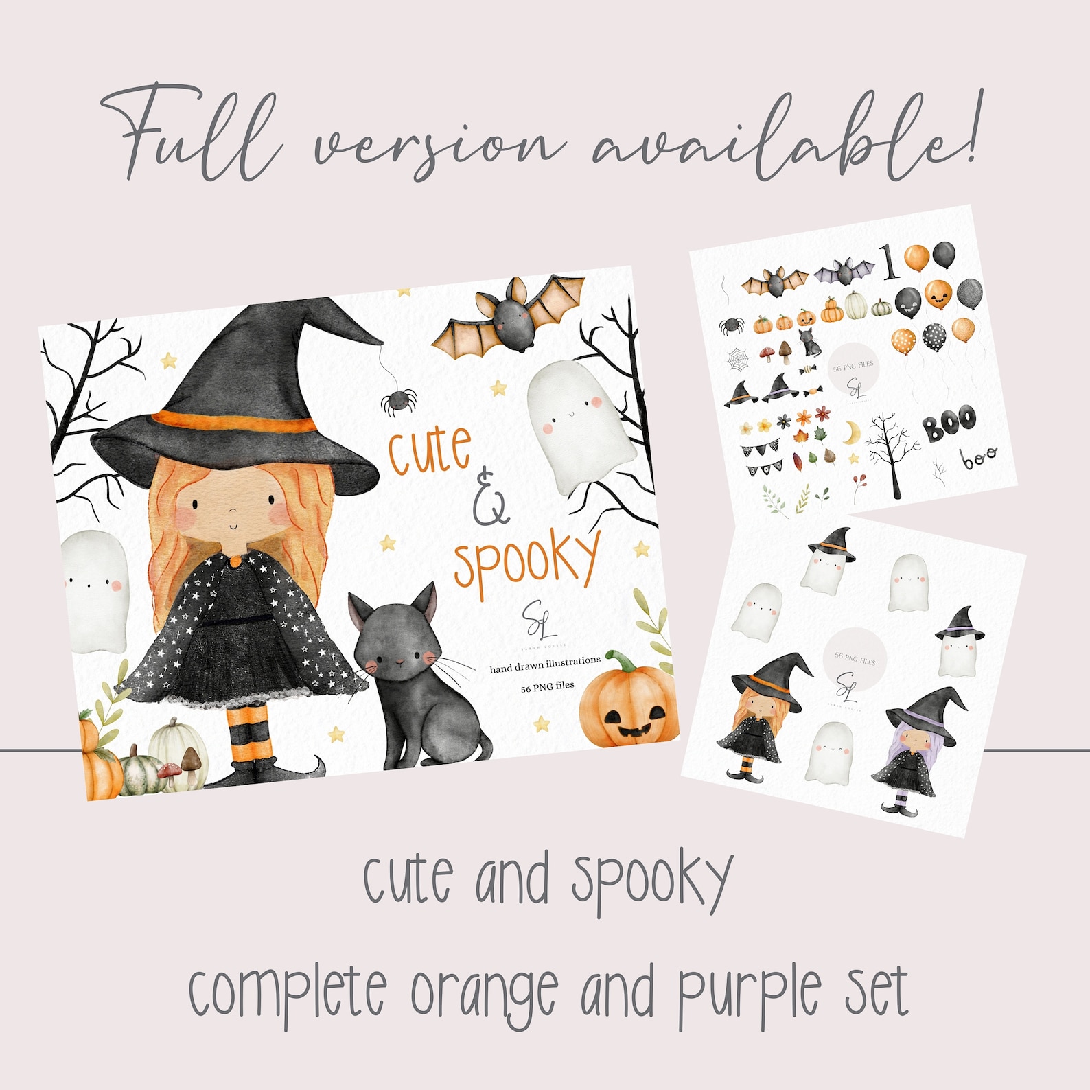 Cute Kids Watercolor Witch Halloween Party Art PNG Digital Clipart ...