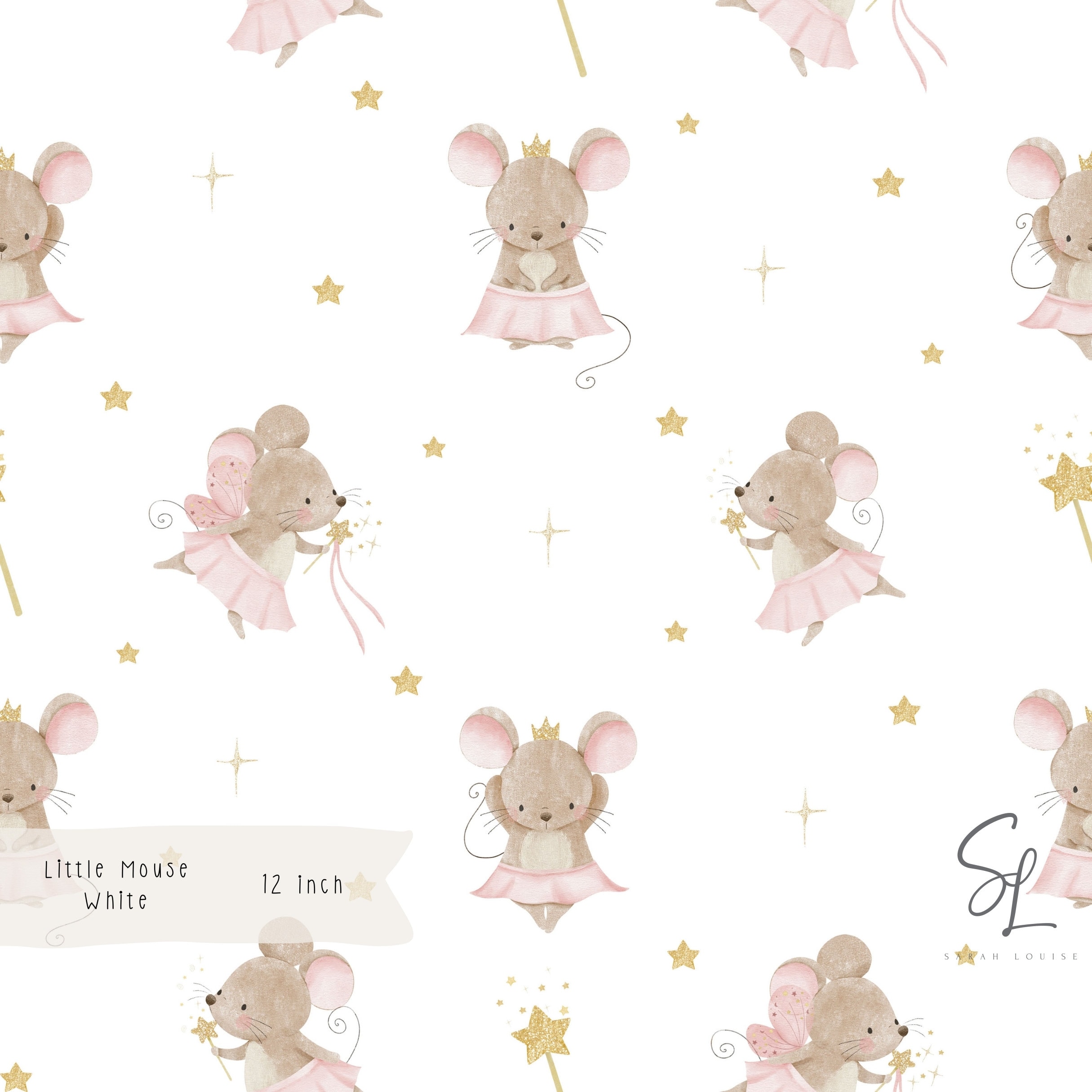Cute Watercolor Ballerina Mouse Surface Seamless Repeating Pattern ...