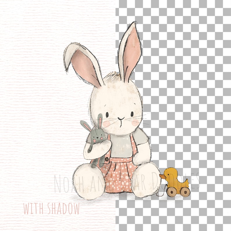 Cute Bunny Easter Rabbit Clipart PNG Transparent Background - Etsy