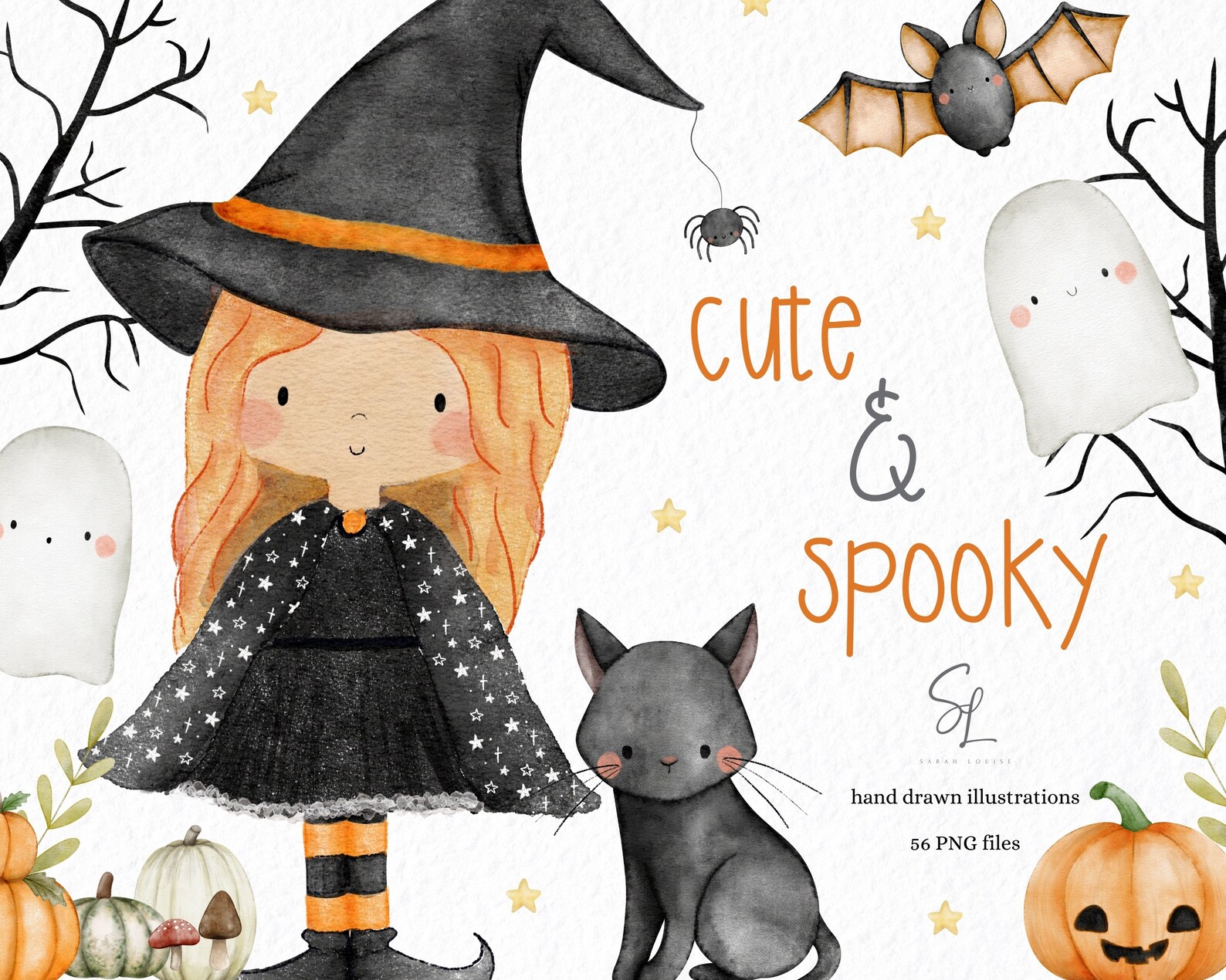 Cute Kids Watercolor 1st Halloween Party Art PNG Digital Clipart ...