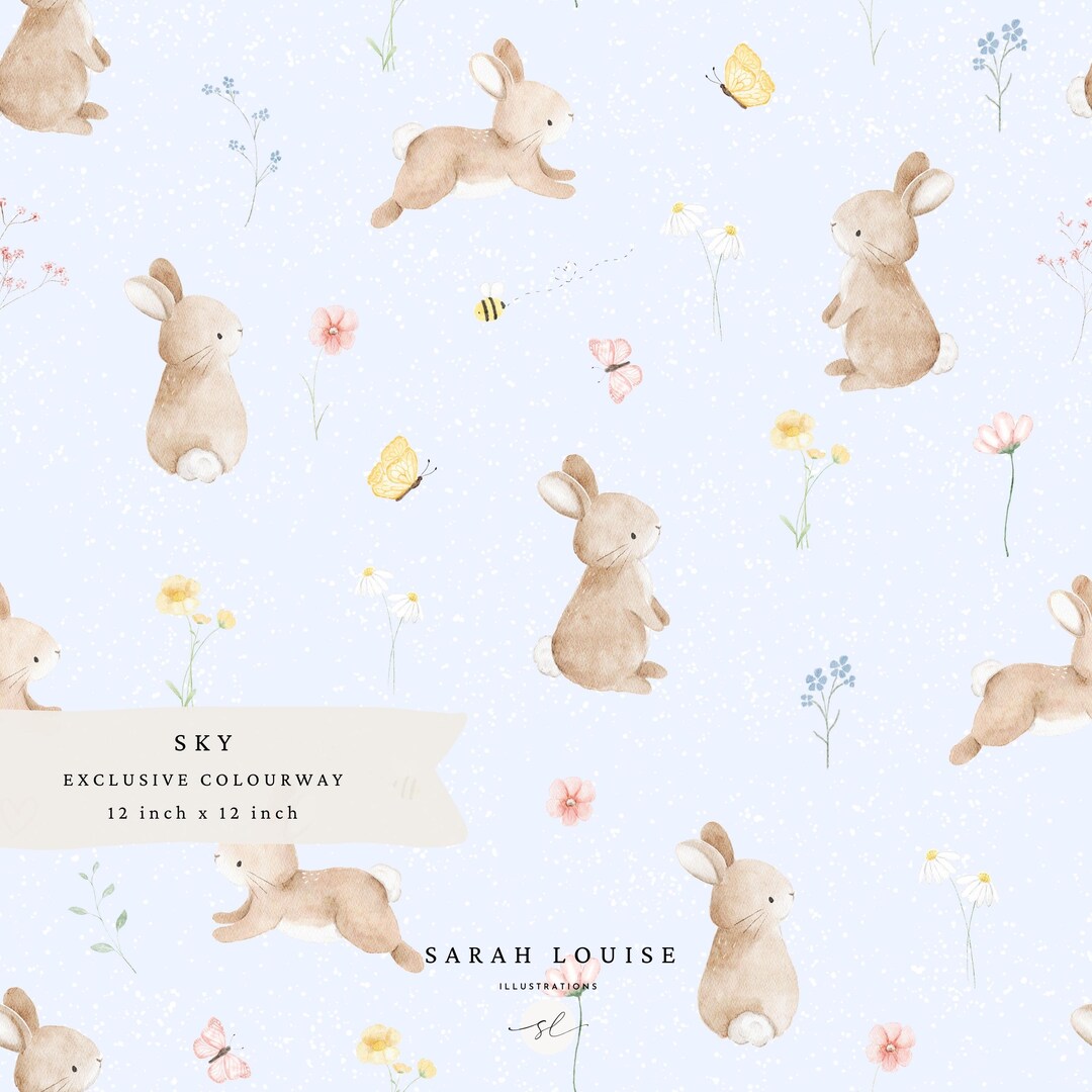 Exclusive Colour Way Pattern Watercolour Spring Easter Bunny Surface ...