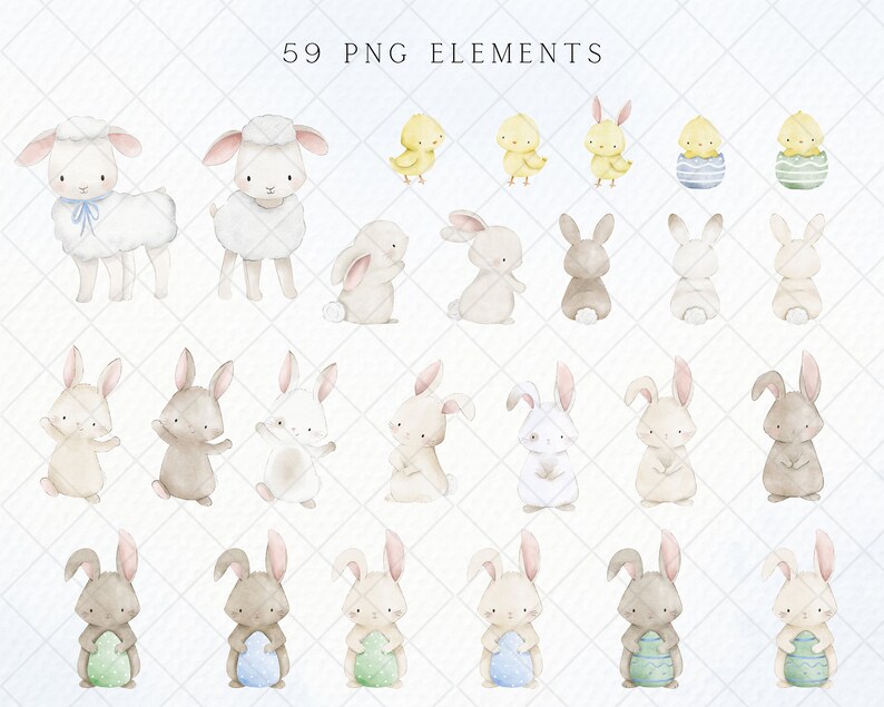 Cute Clipart Baby Easter Animal Watercolor PNG, Watercolor Easter Egg ...