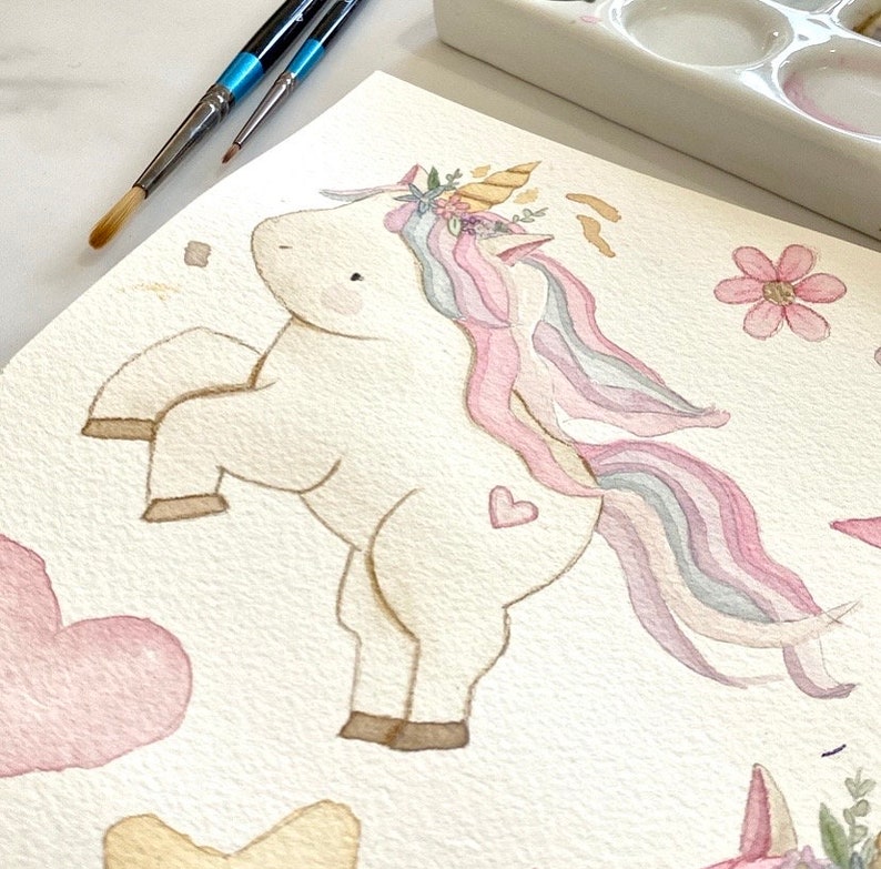 Fairy Unicorn Watercolor Clipart PNG Set, Unicorn Clipart Watercolour ...