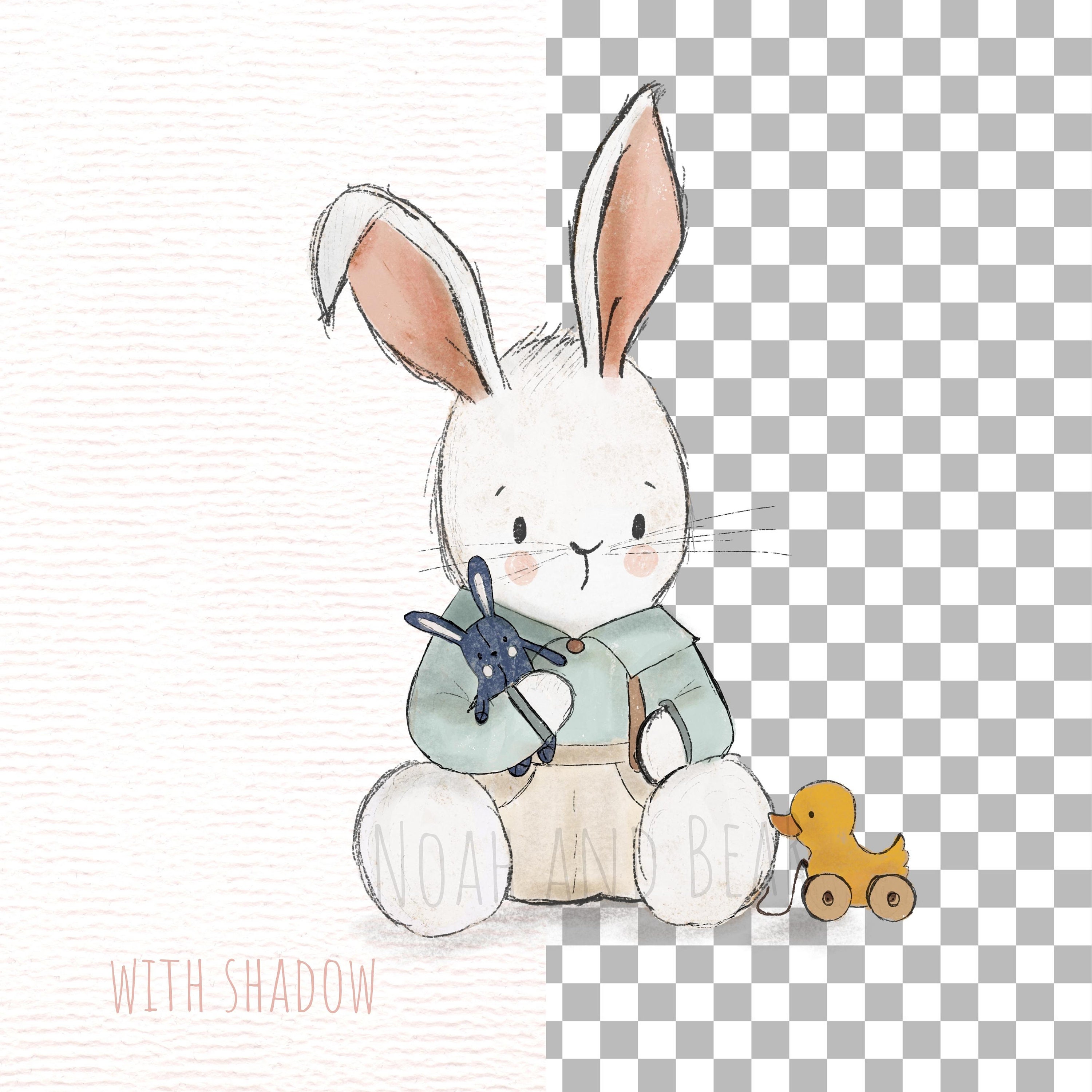 Cute Bunny Easter Rabbit Clipart PNG Transparent Background - Etsy