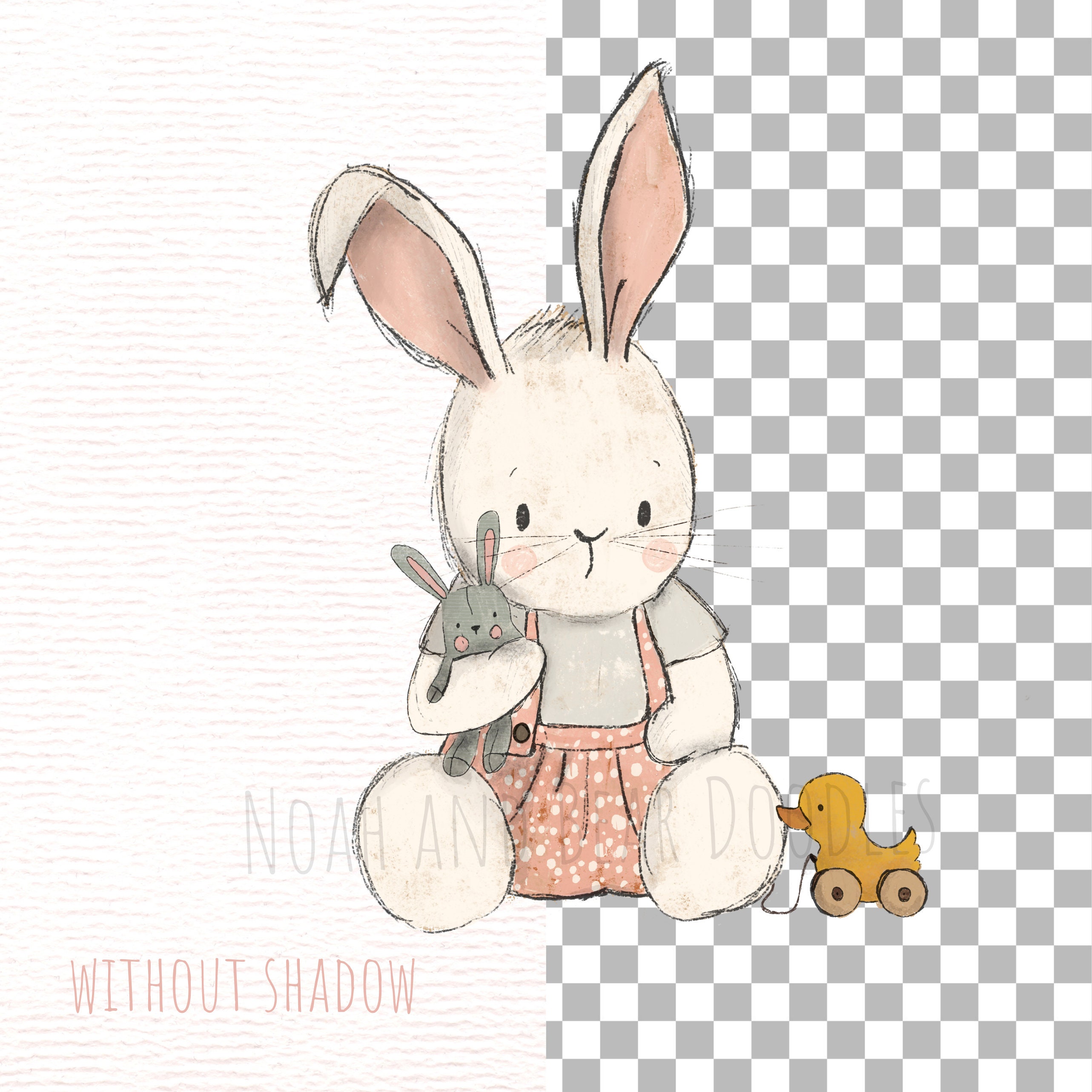 Cute Bunny Easter Rabbit Clipart PNG Transparent Background - Etsy
