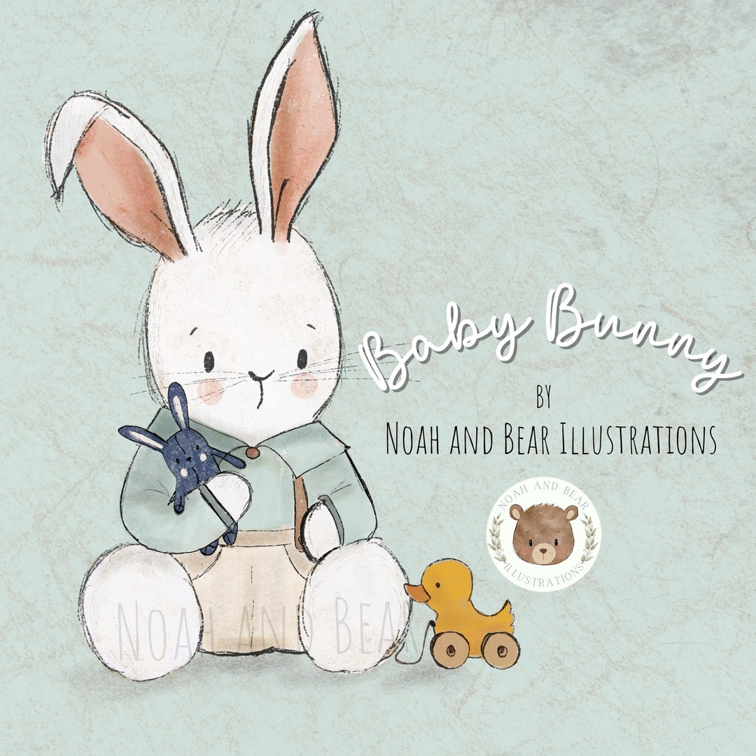 Cute Bunny Easter Rabbit Clipart PNG Transparent Background - Etsy