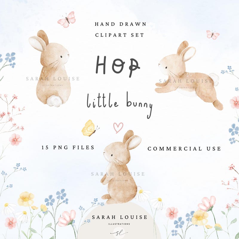 Cute Rabbit Clip Art Set - Etsy UK