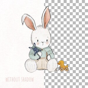 Cute Bunny Easter Rabbit Clipart PNG Transparent Background - Etsy
