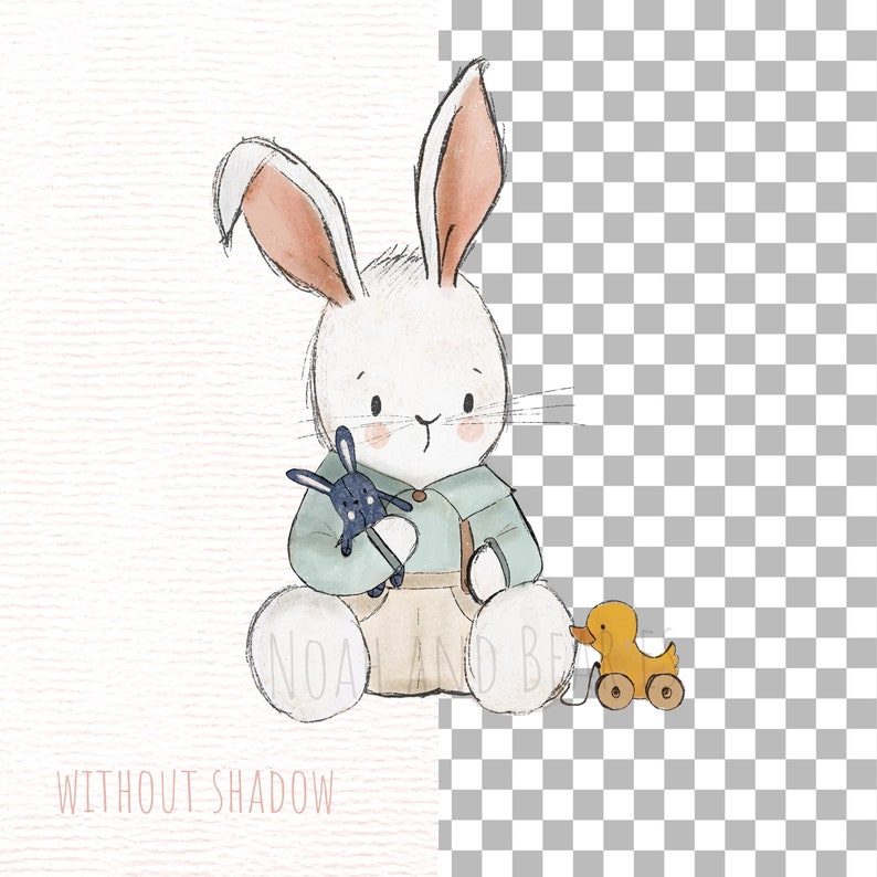 Cute Bunny Easter Rabbit Clipart PNG Transparent Background - Etsy