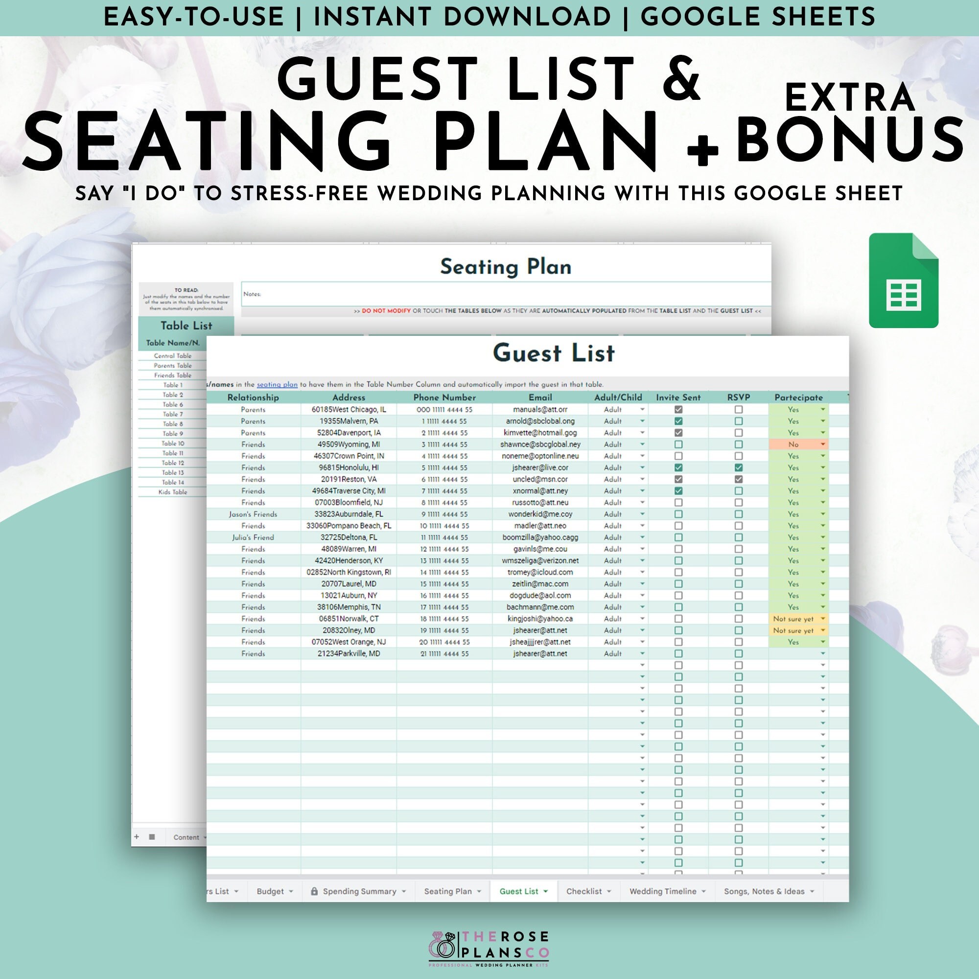 Excel Seating Chart Template Wedding