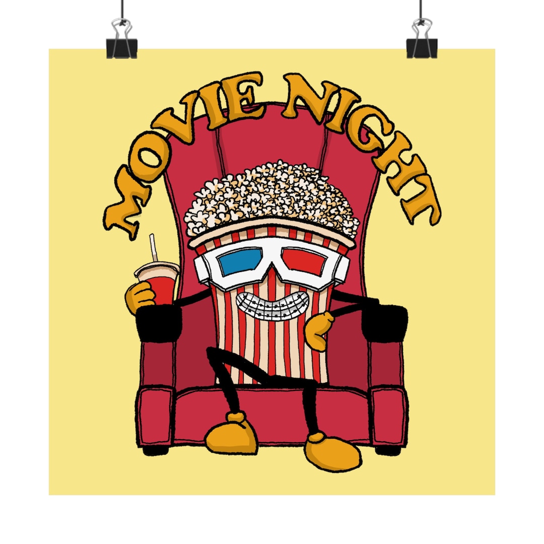 Movie Night Wall Art, Retro Groovy Print, Trendy Wall Art, Vintage Home ...