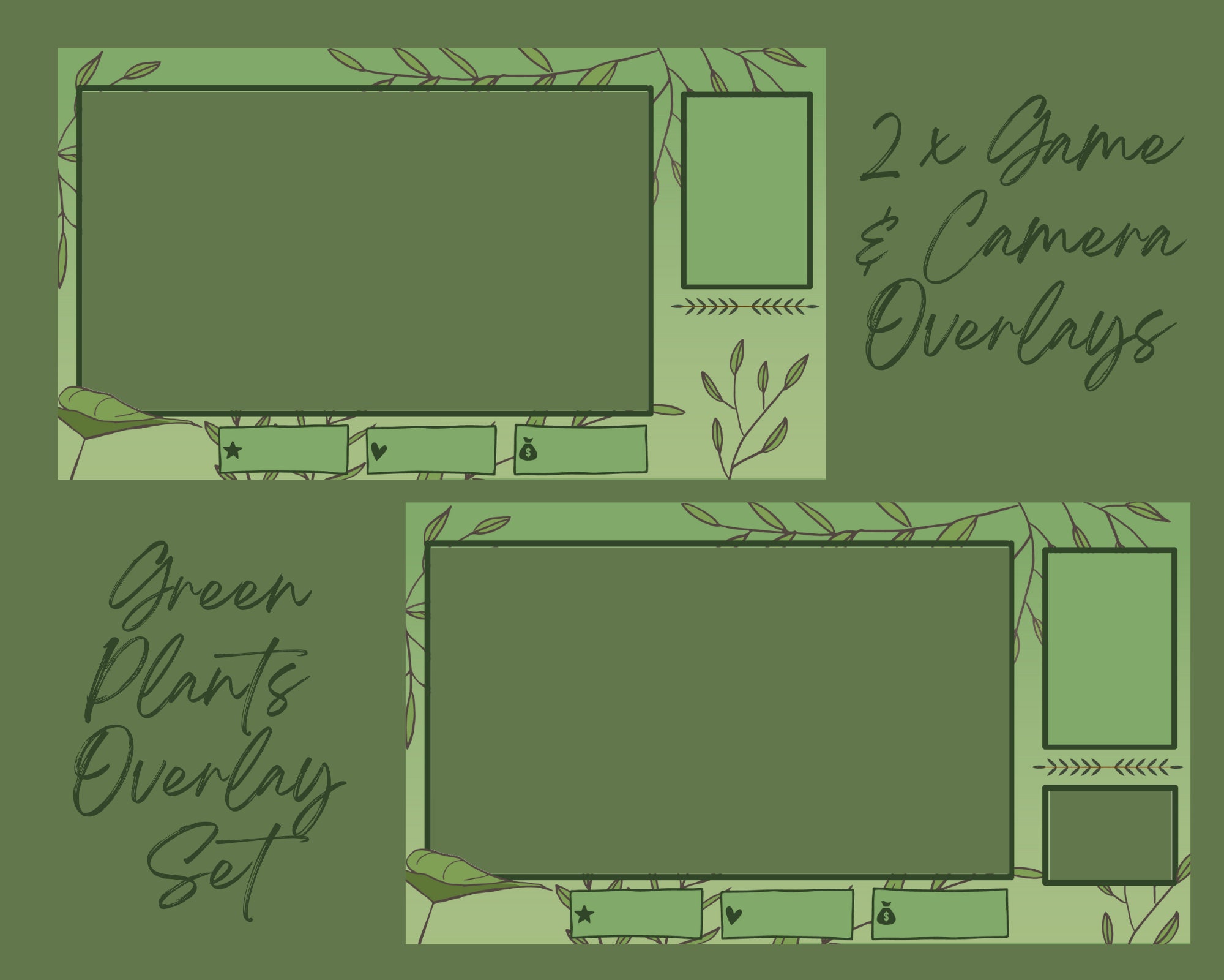 Green Plants Streaming Overlay Set - Etsy