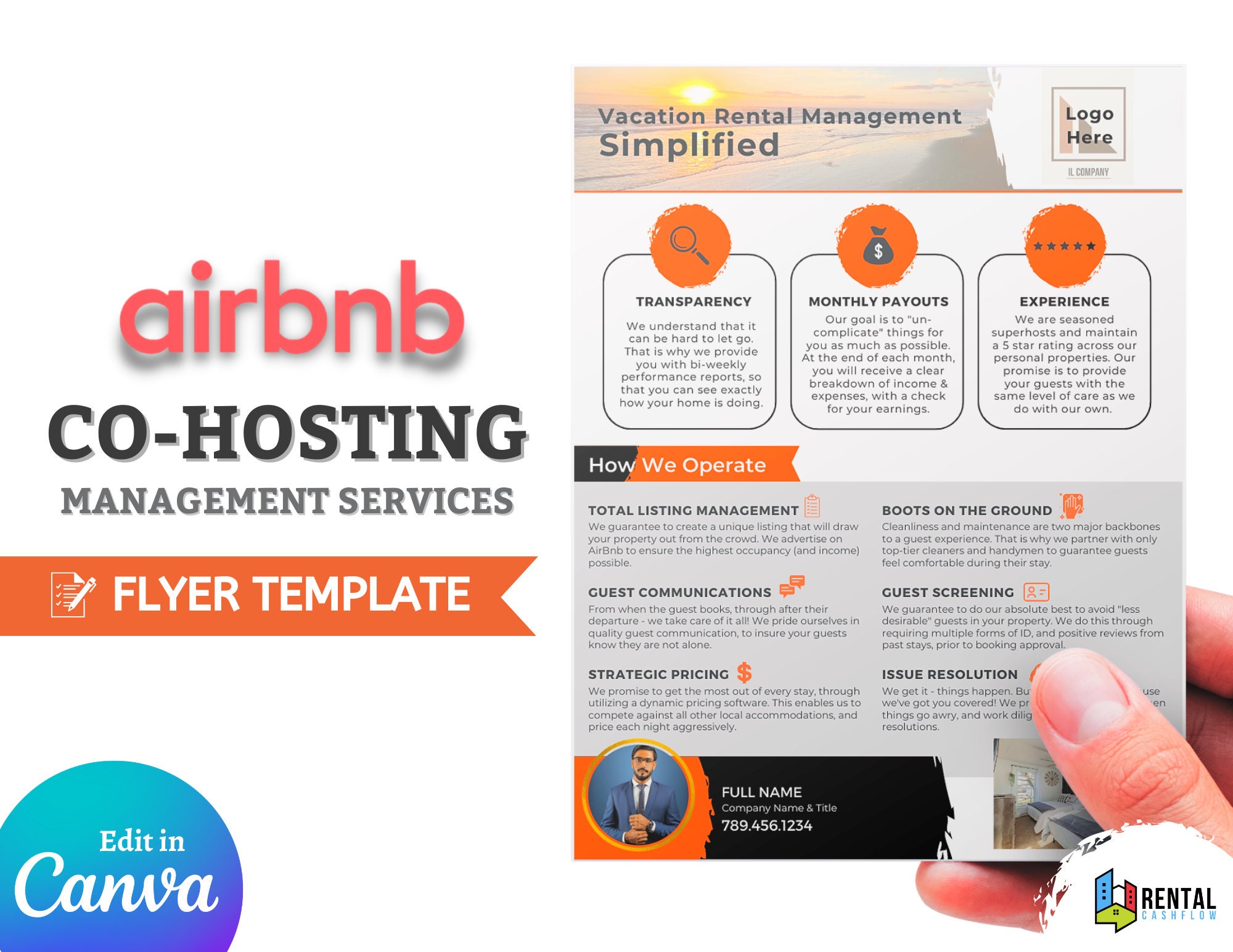 Airbnb Co-hosting Services Flyer Template | Canva Template | Property ...
