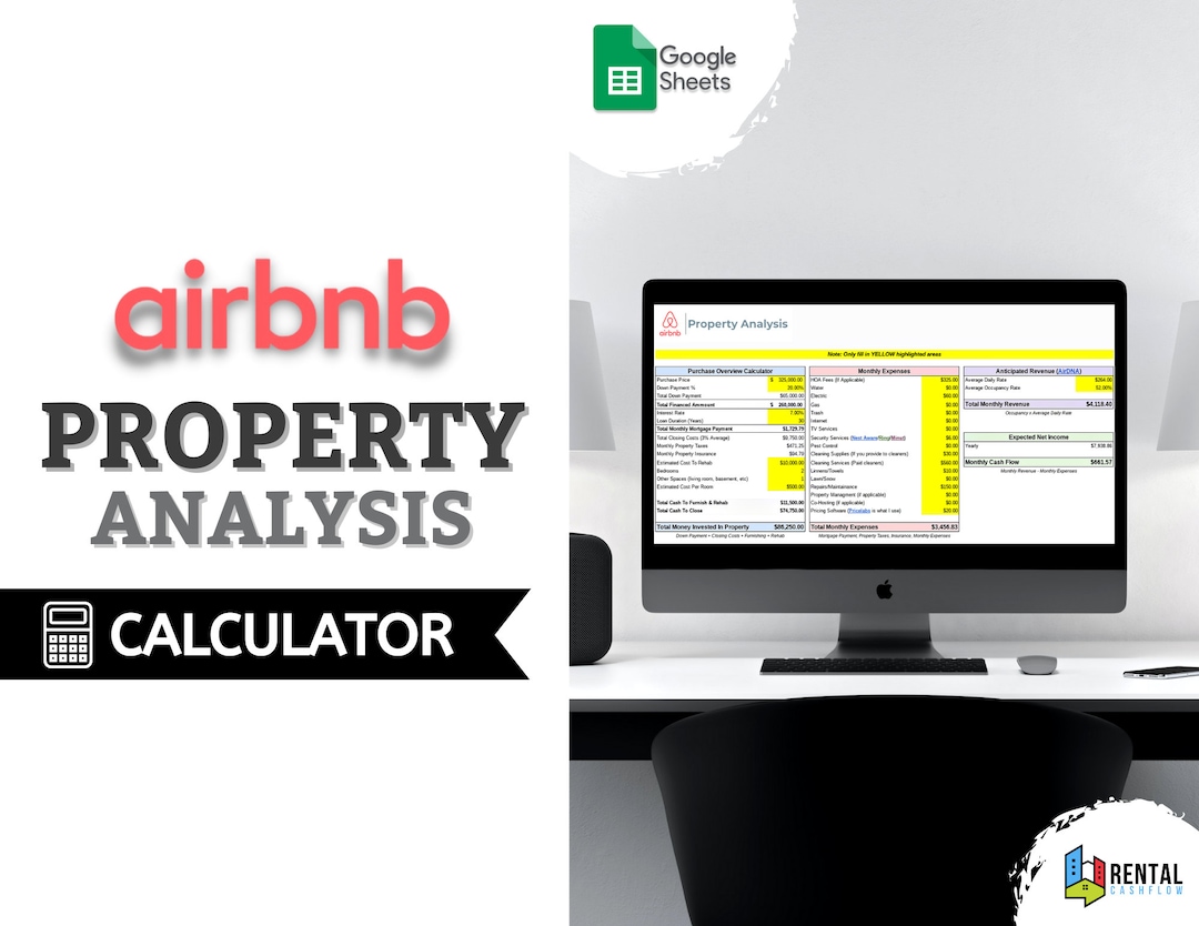 Airbnb Property Analysis Calculator | Short Term Rental Cash-flow Spreadsheet | Airbnb Deal ...