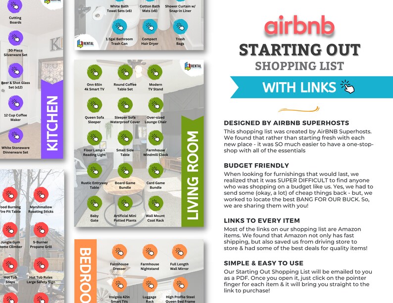 Airbnb Starting Out Shopping List WITH LINKS | Short Term Rental ...