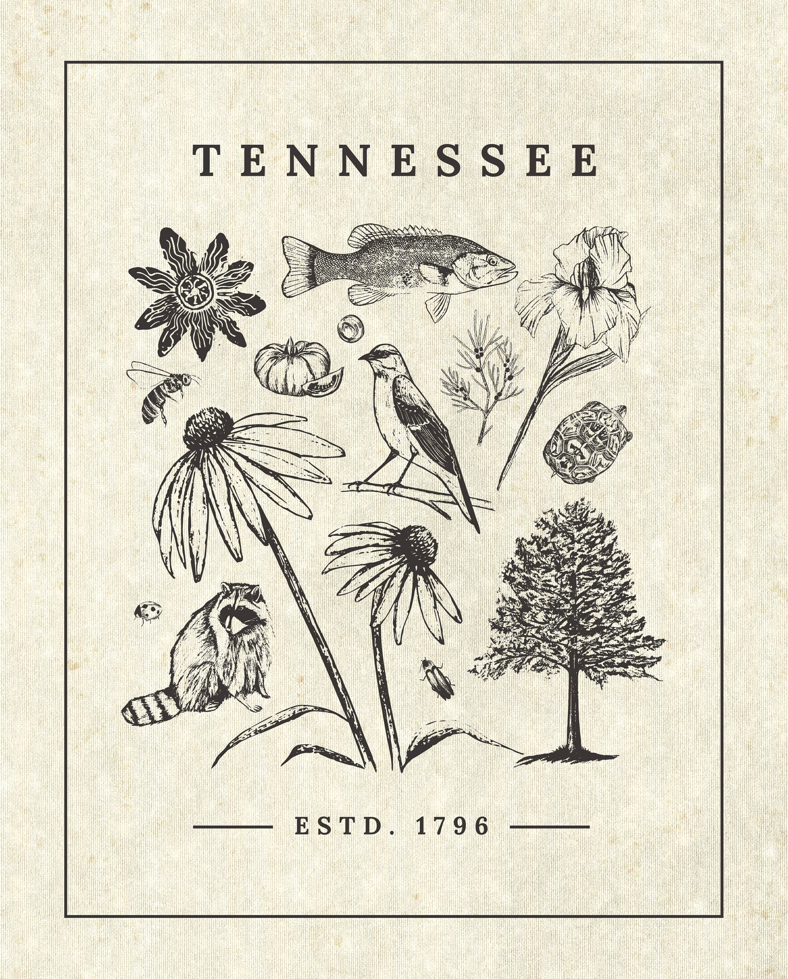 TN State Symbols Art Print 8"x10" - Etsy