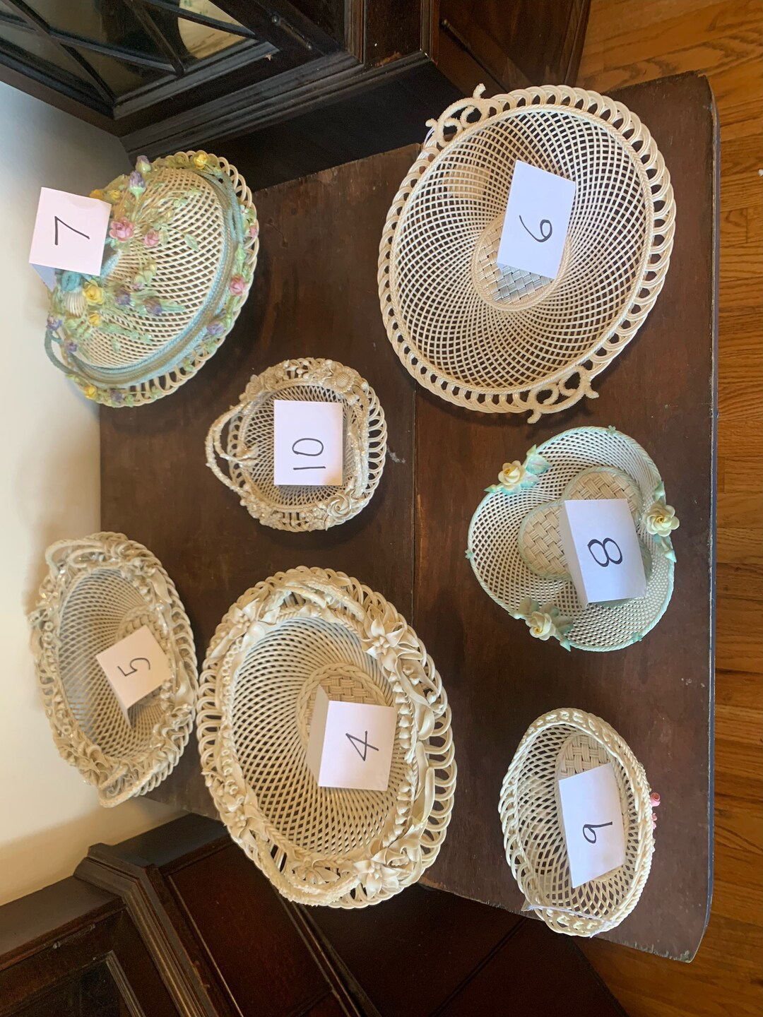 Rare Artisan Handcrafted Belleek Baskets in Excellent Condition. - Etsy