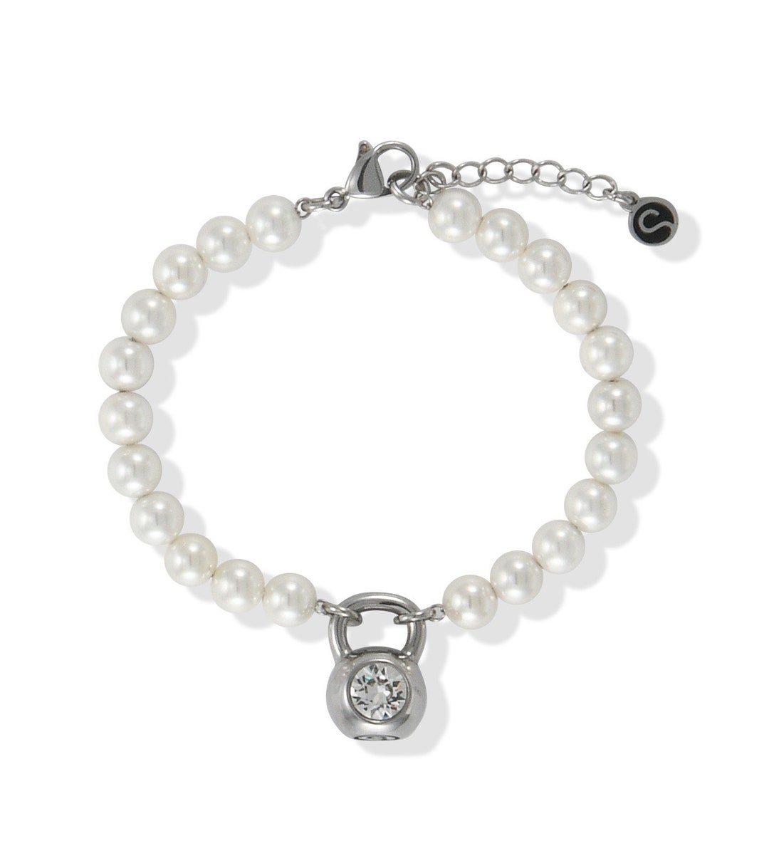 Pearl & Stainless Steel Weight Bracelet - Fitness Jewelry ...