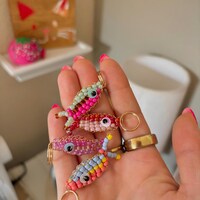 Beaded Bonefish Keychain | Glow-in-the-dark - Etsy