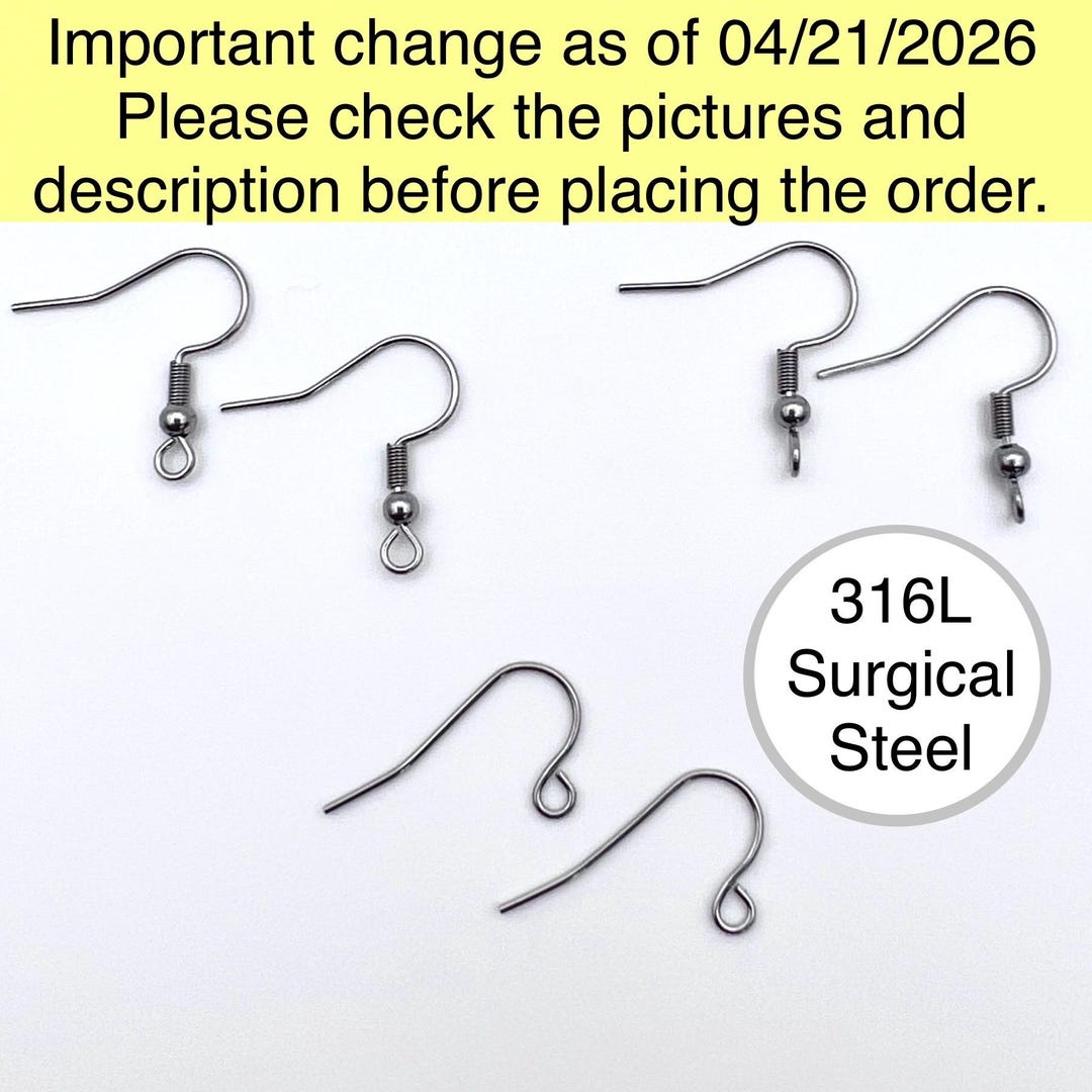 316L Surgical Grade Stainless Steel Earring Hooks, Perpendicular Fish ...